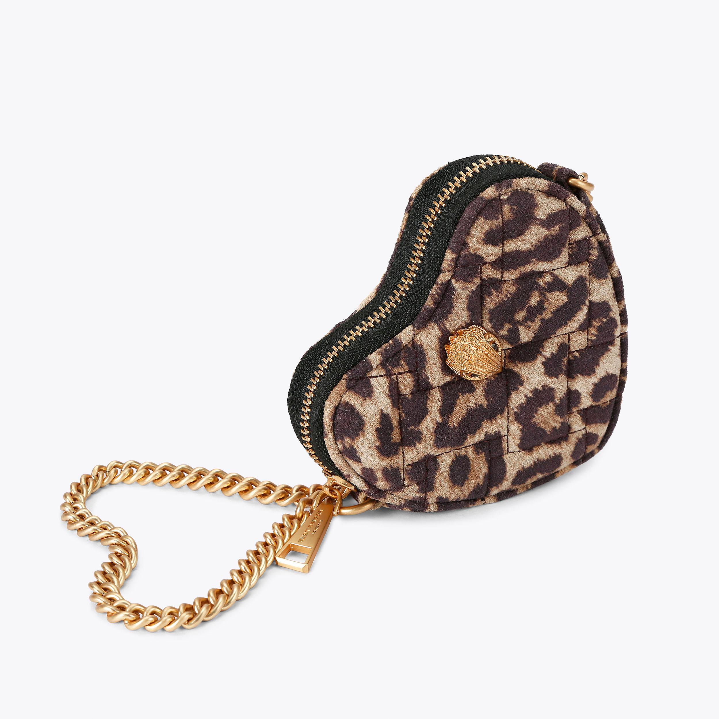 MICRO HEART CROSS BODY Leopard Print Suede Cross Body Bag by KURT ...