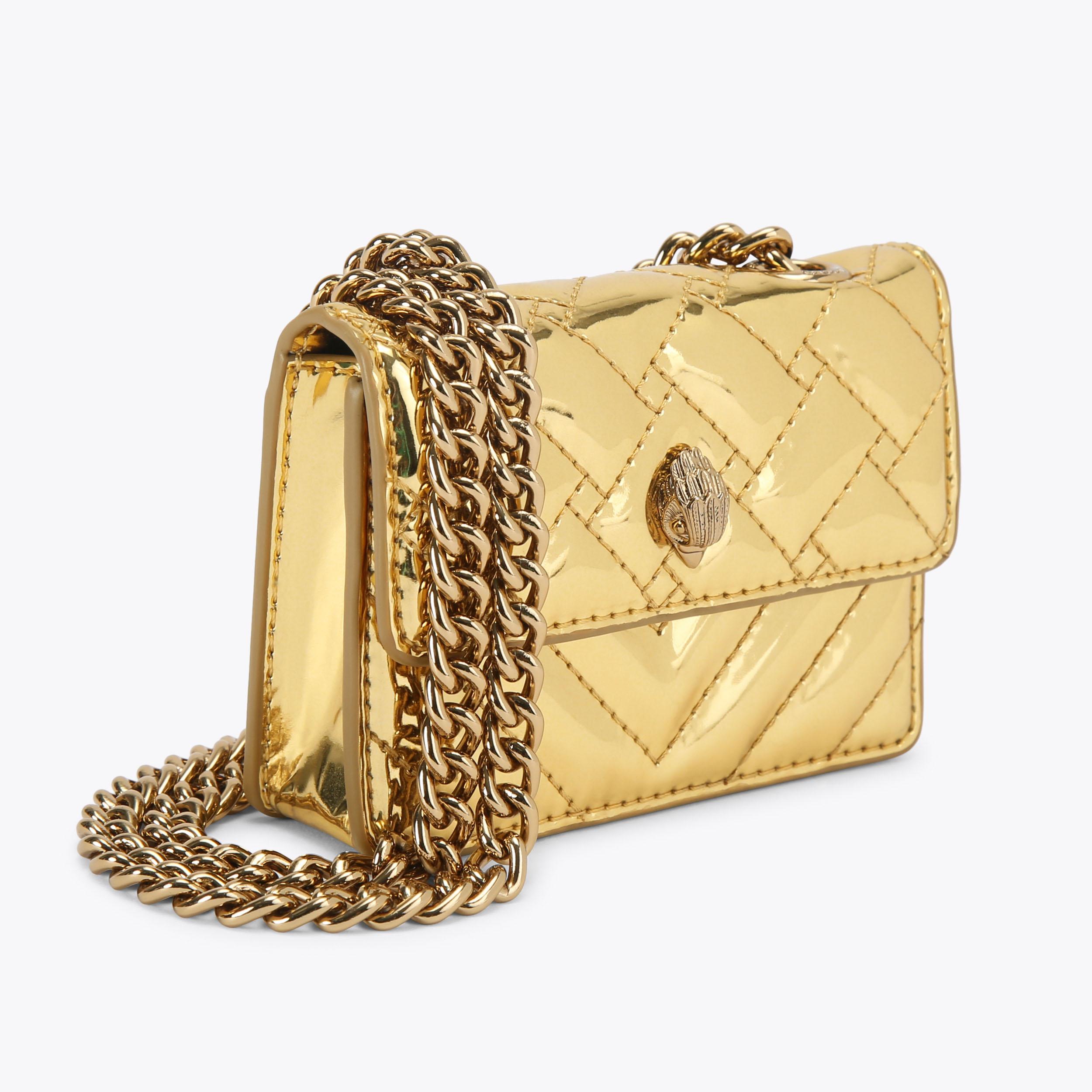 MICRO KENSINGTON Gold Metallic Cross Body Bag by KURT GEIGER LONDON