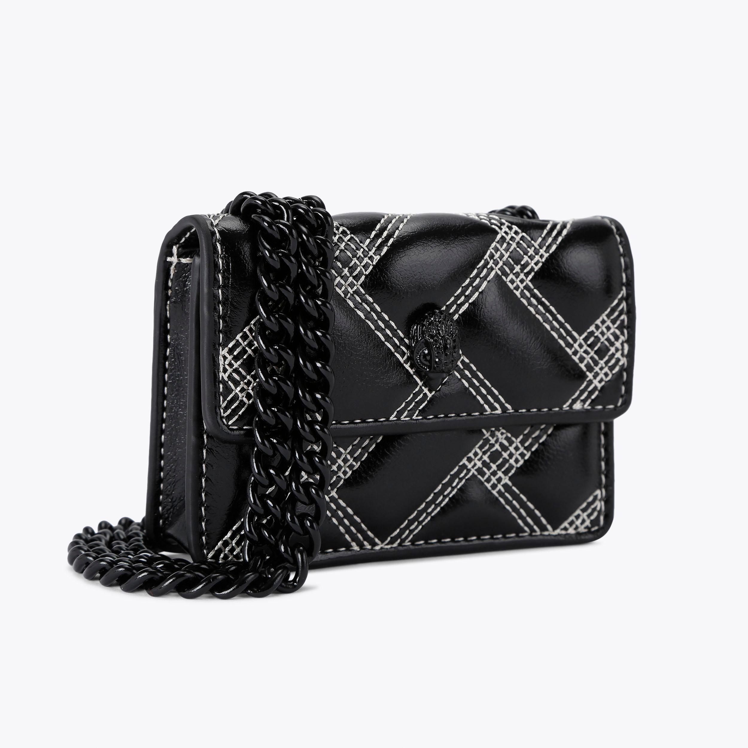 MICRO KENSINGTON D Black White Stitch Micro Bag by KURT GEIGER LONDON