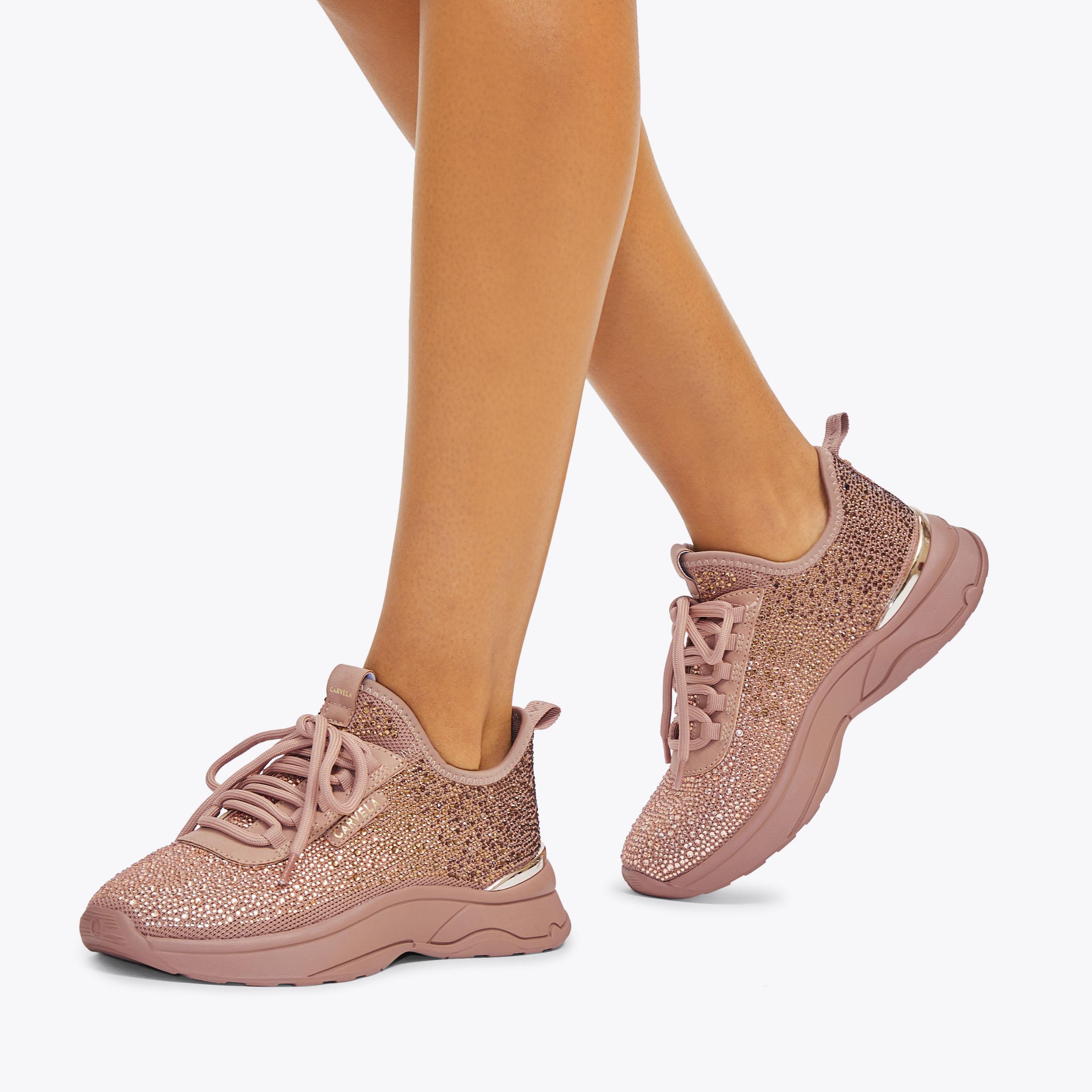 SWIFT JEWEL RUNNER Blush Lace Up Trainer by CARVELA