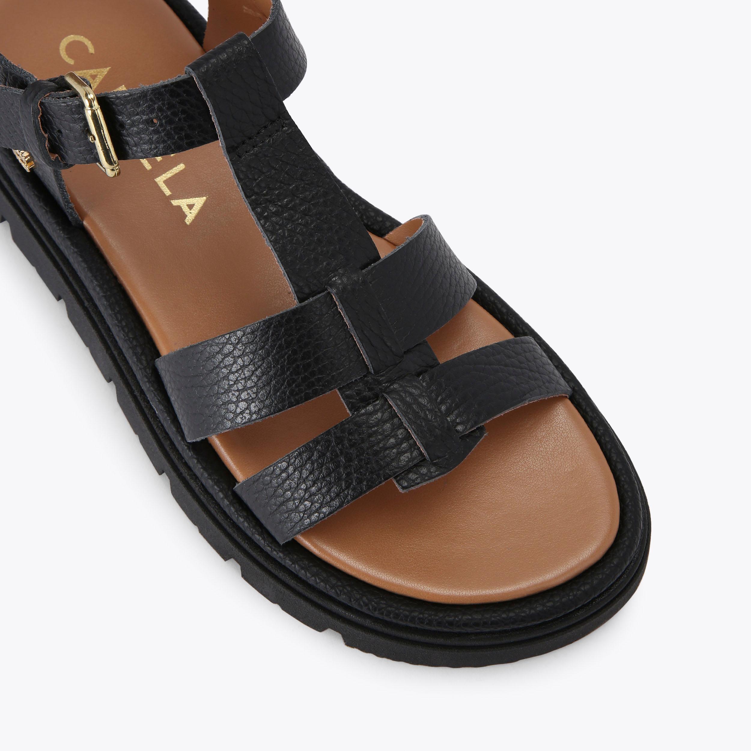 PAVILION T BAR Black Fisherman Sandal by CARVELA COMFORT