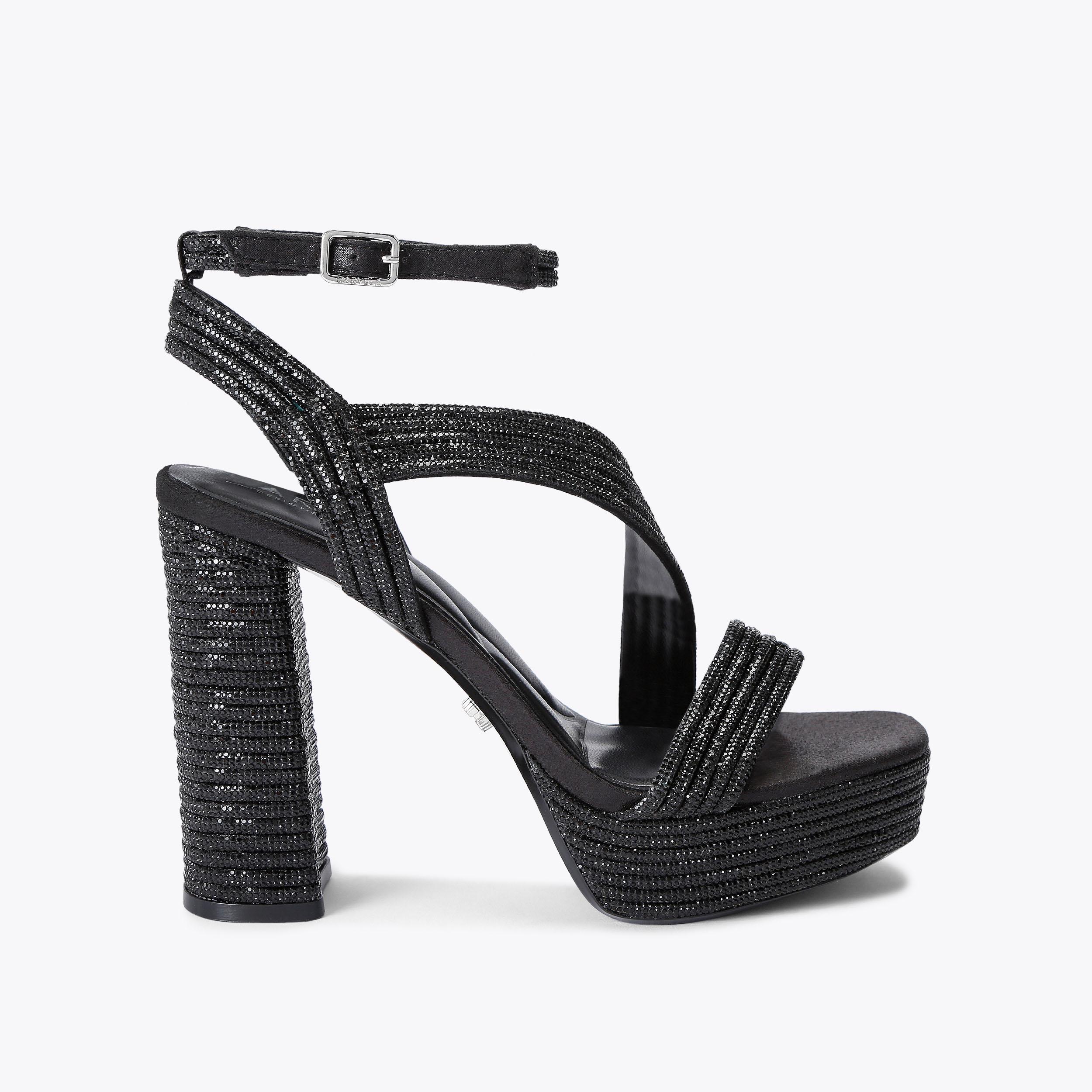 GALA PLATFORM JEWEL Black Crystal Platform Heel by CARVELA