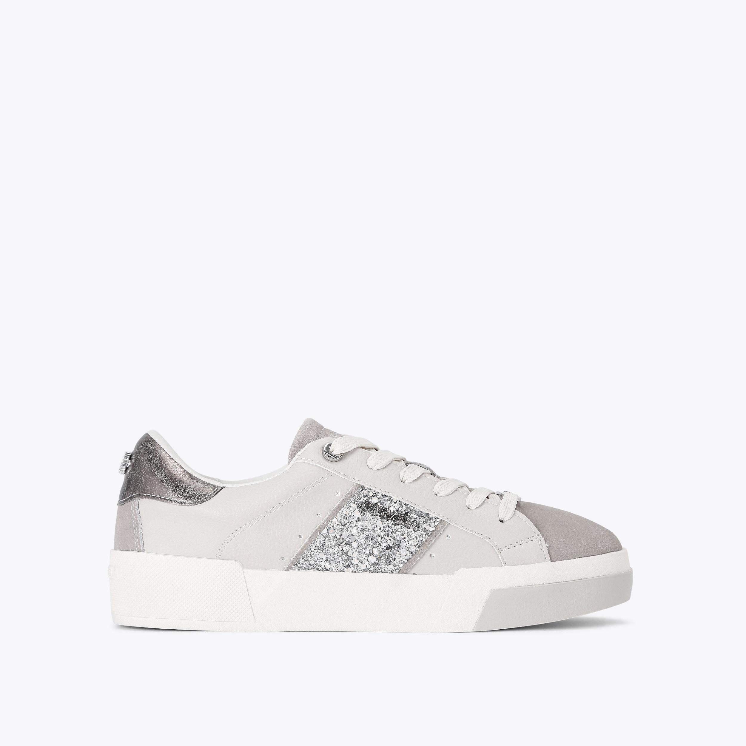 SANTIANA SNEAKER Grey Sequin Trainer by CARVELA