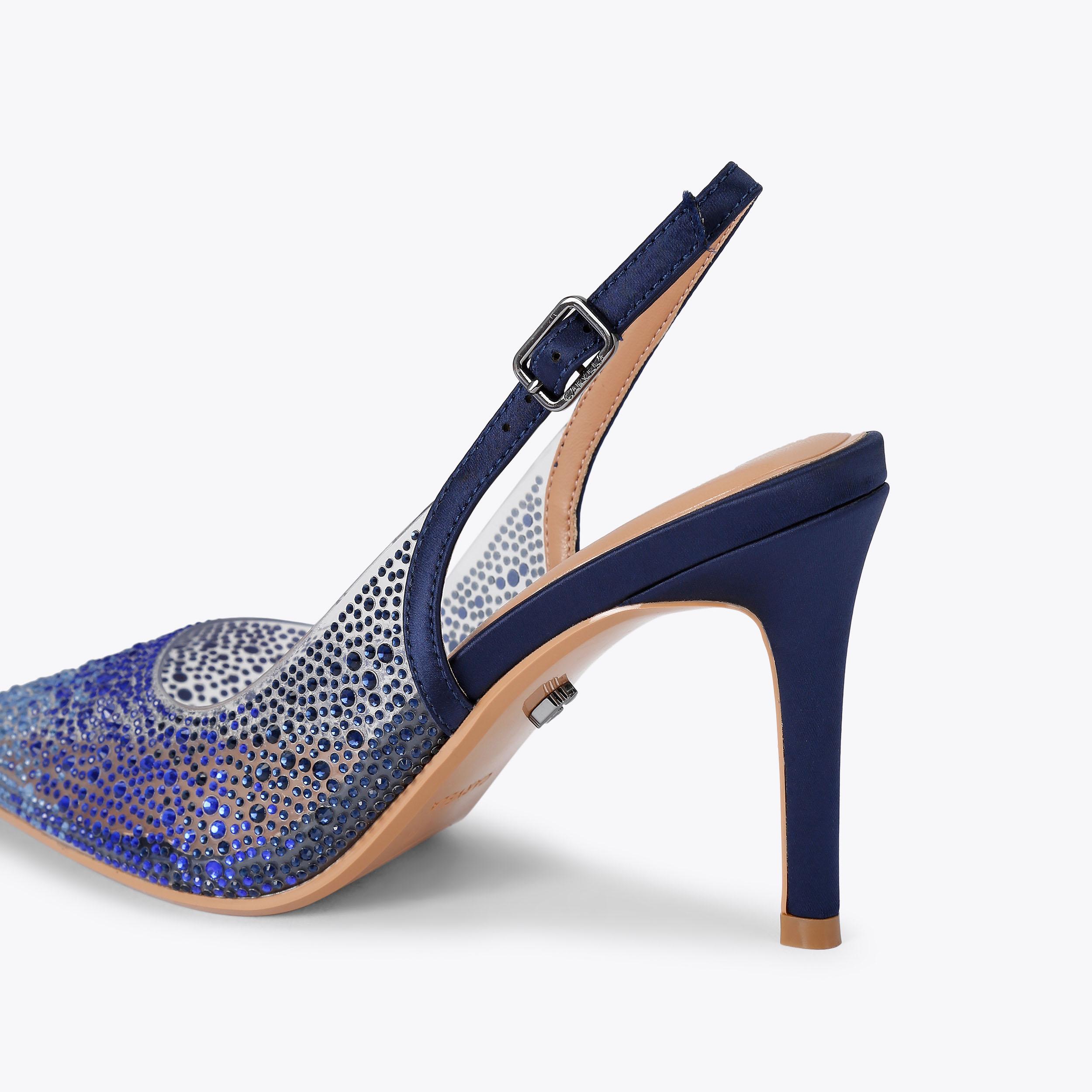 POSITANO VINYL SLING BACK Blue Crystal Slingback Heel by CARVELA