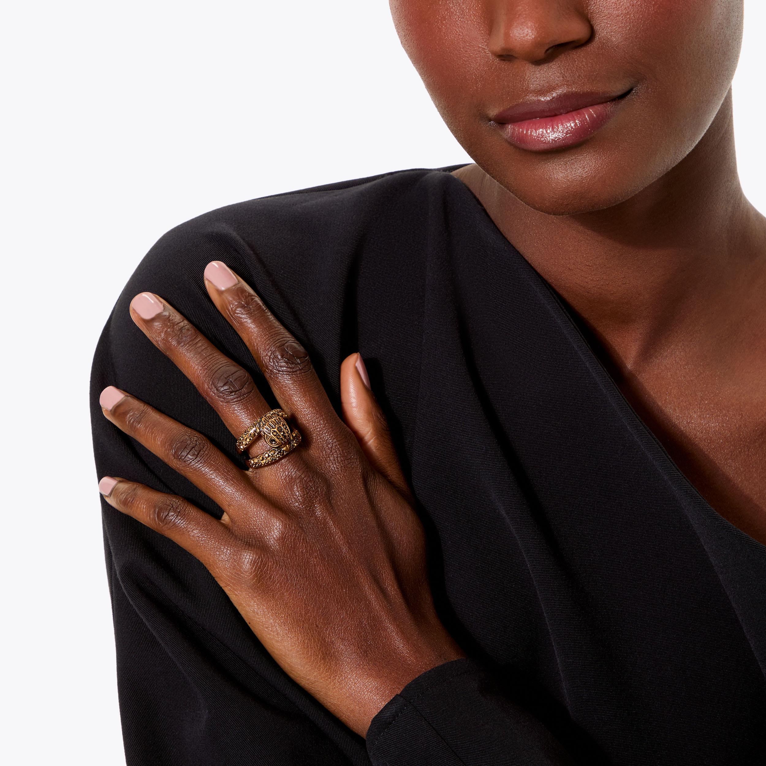 CHELSEA RING Antiqued Brass Ring by KURT GEIGER LONDON