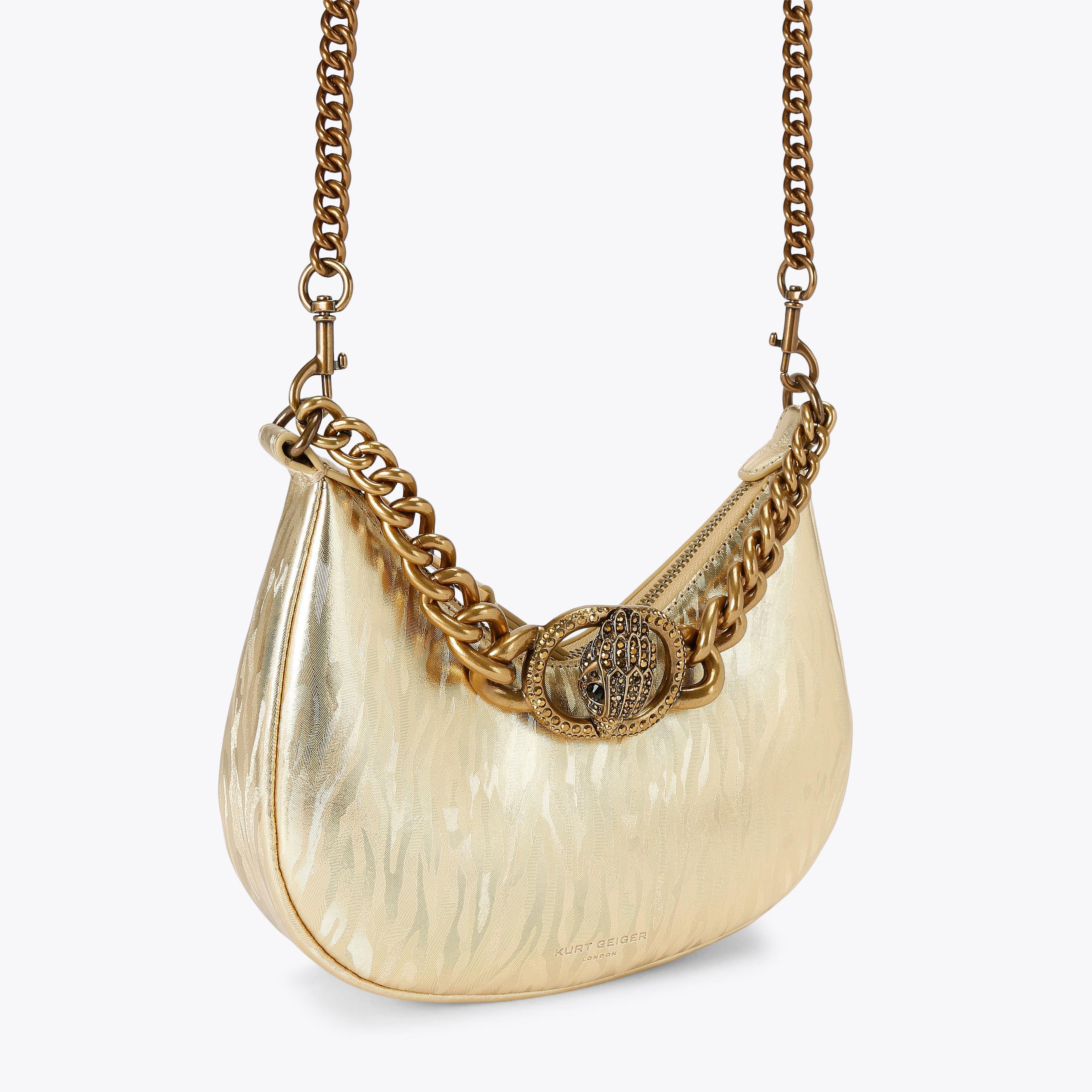 SM CHELSEA CHAIN HOBO Metallic Gold Striped Shoulder Bag by KURT GEIGER ...