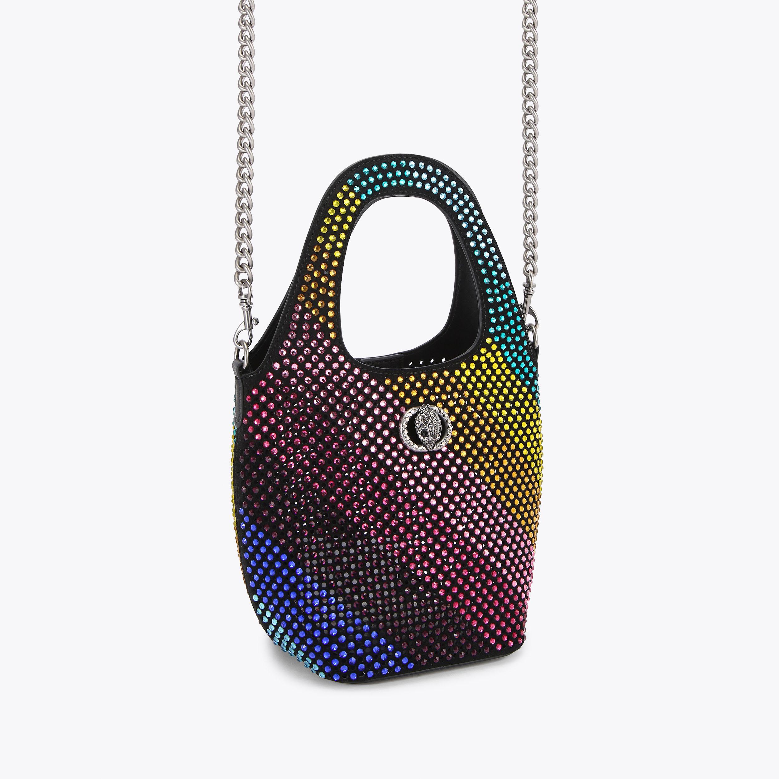 SM CHELSEA CRYSTAL HOBO Black Suede Crystal Bag by KURT GEIGER LONDON