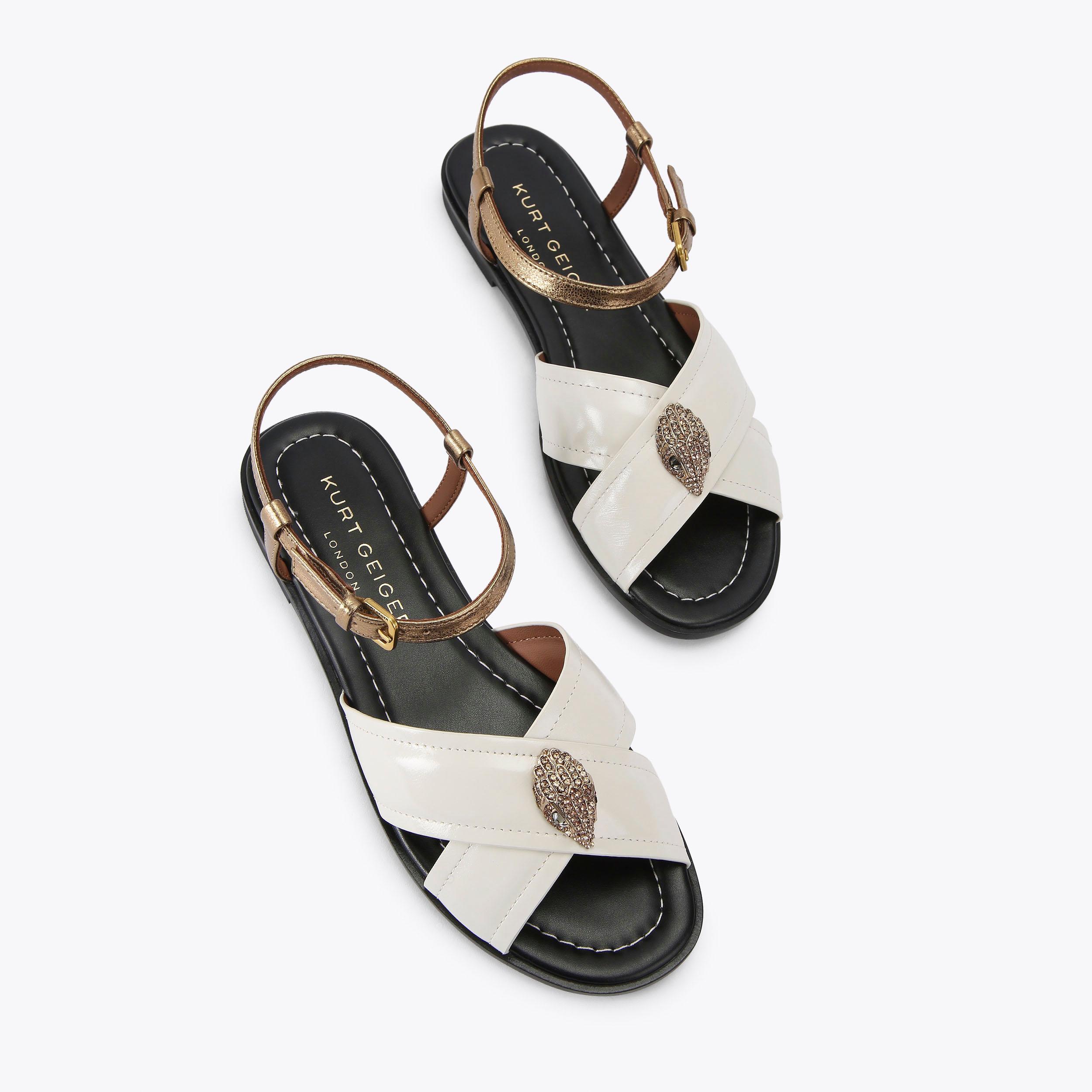 ORSON CROSS FLAT SANDAL Bone Leather Sandal by KURT GEIGER LONDON