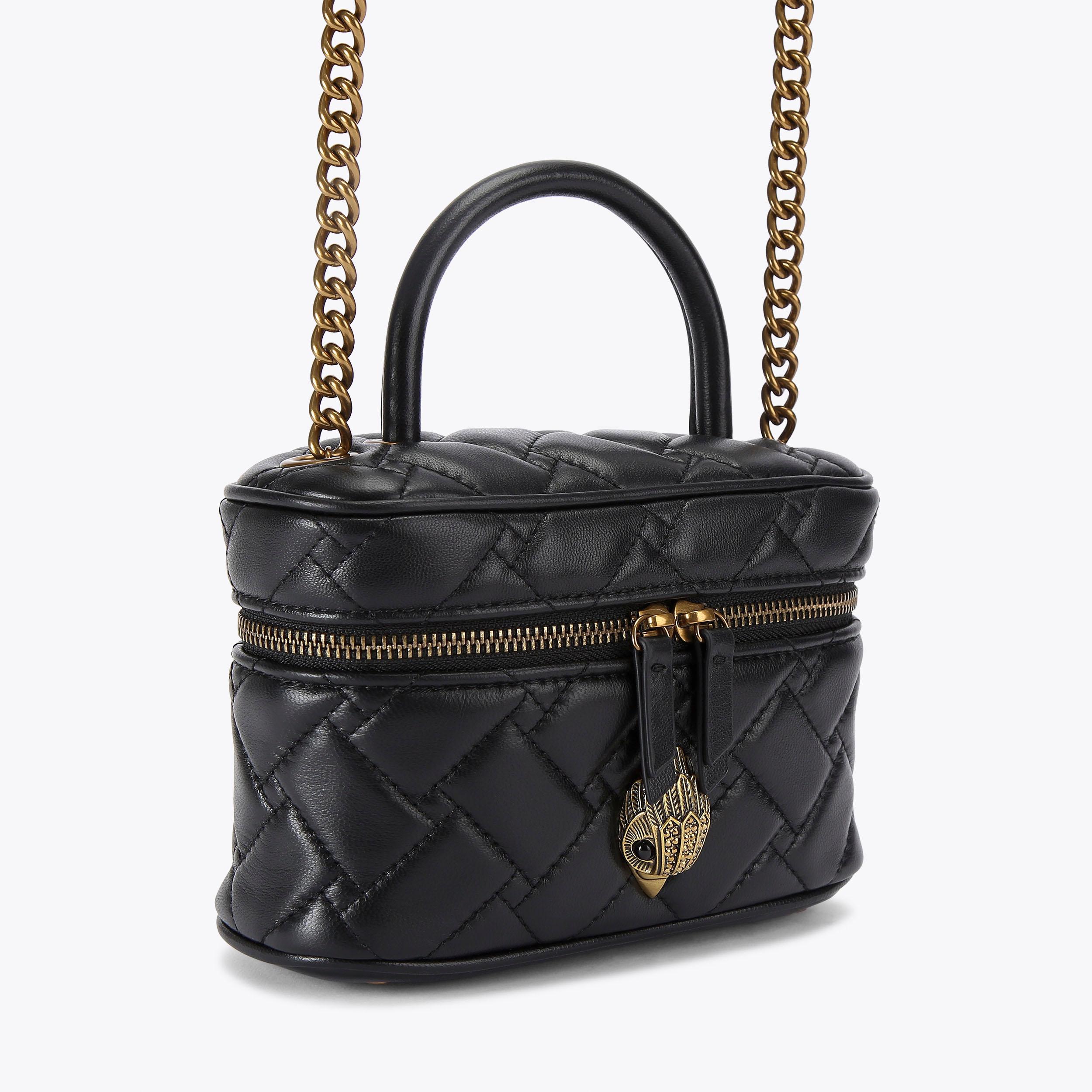 MINI KENSINGTON VANITY XB Black Quilted Cross Body Vanity Bag by KURT ...