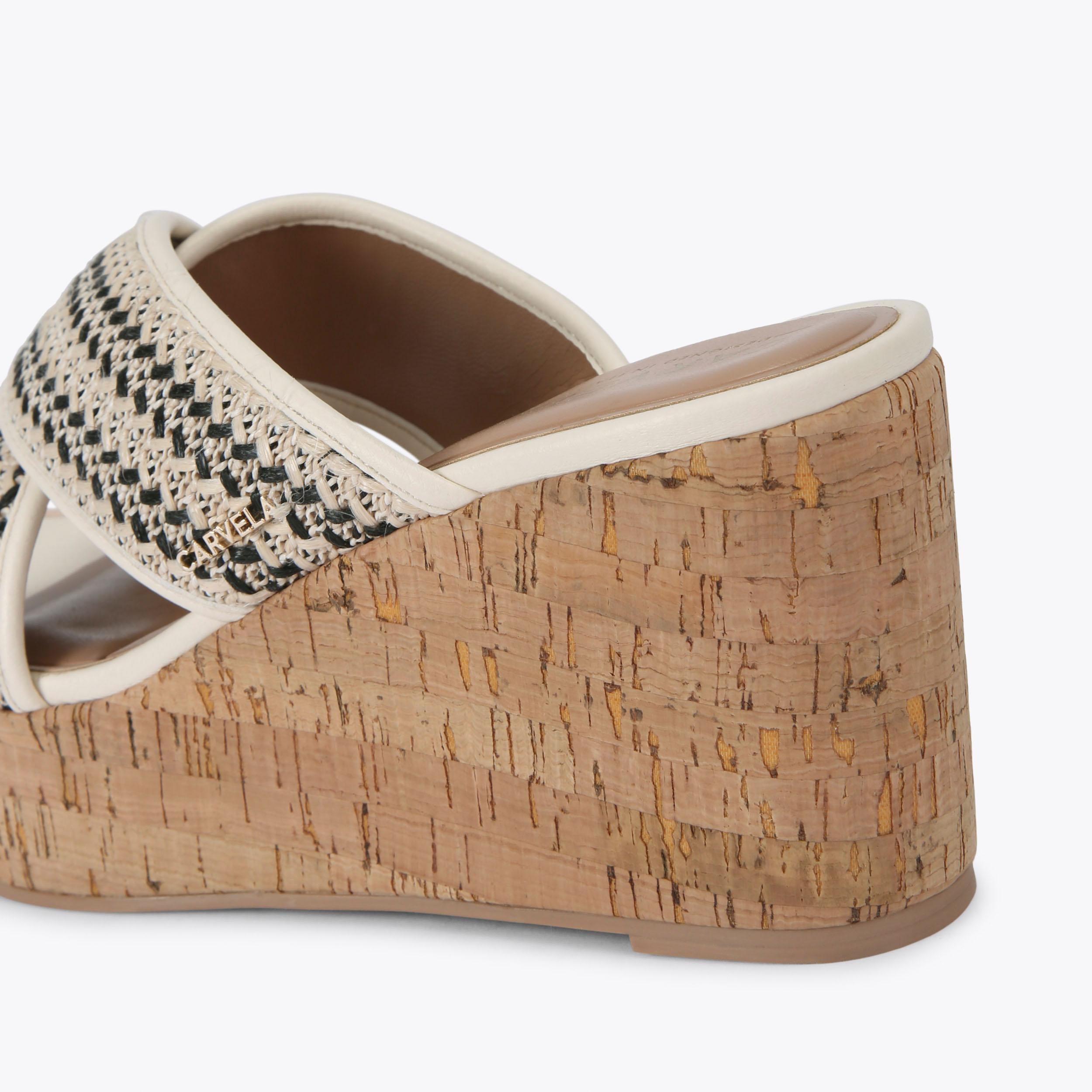 SORRENTO WEDGE MULE Bone Black Wedge Heel by CARVELA