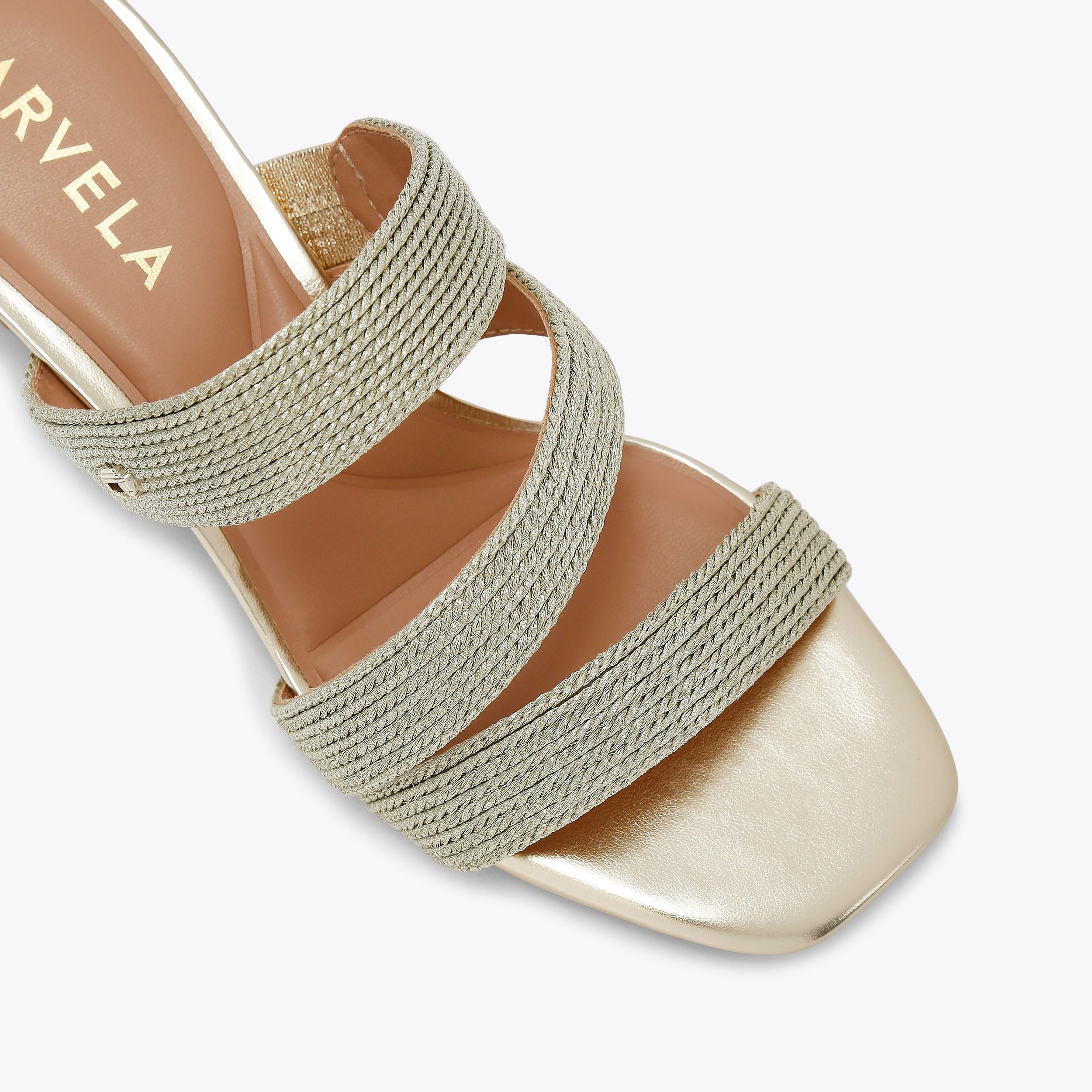GALA BLOCK MULE Gold Fabric Block Heel by CARVELA