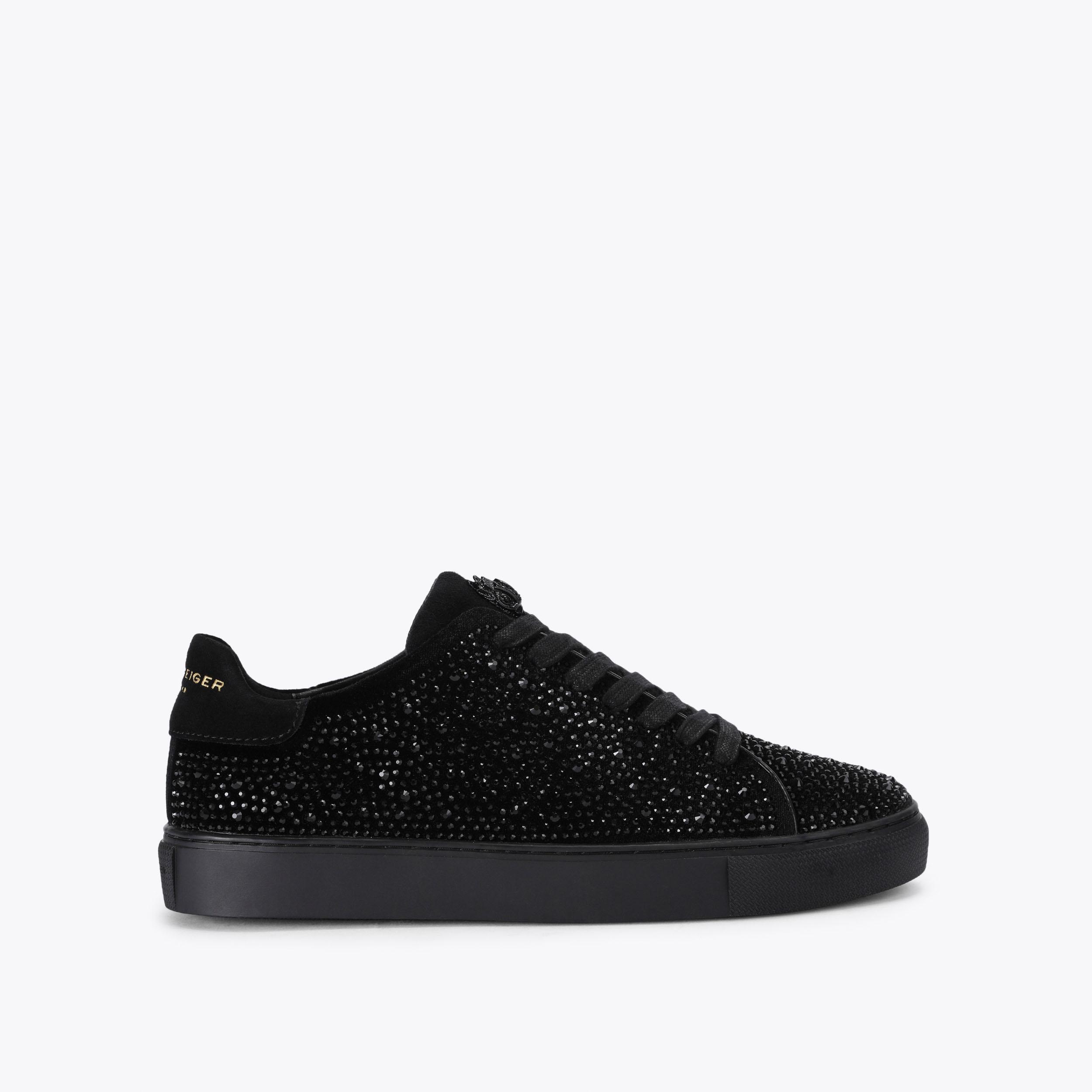 LENNON CRYSTAL Black Velvet Sneaker by KURT GEIGER LONDON