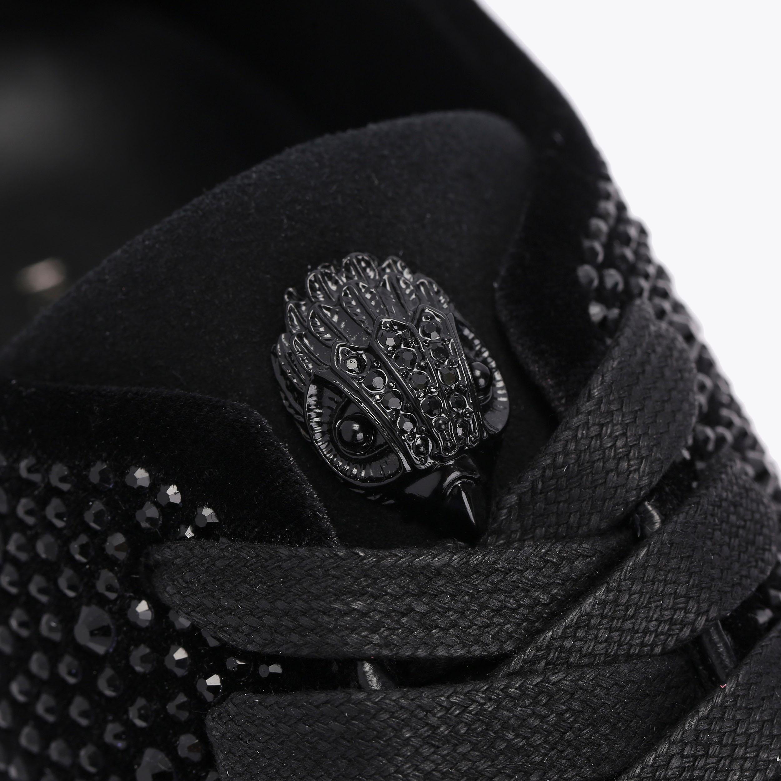 LENNON CRYSTAL Black Velvet Sneaker by KURT GEIGER LONDON