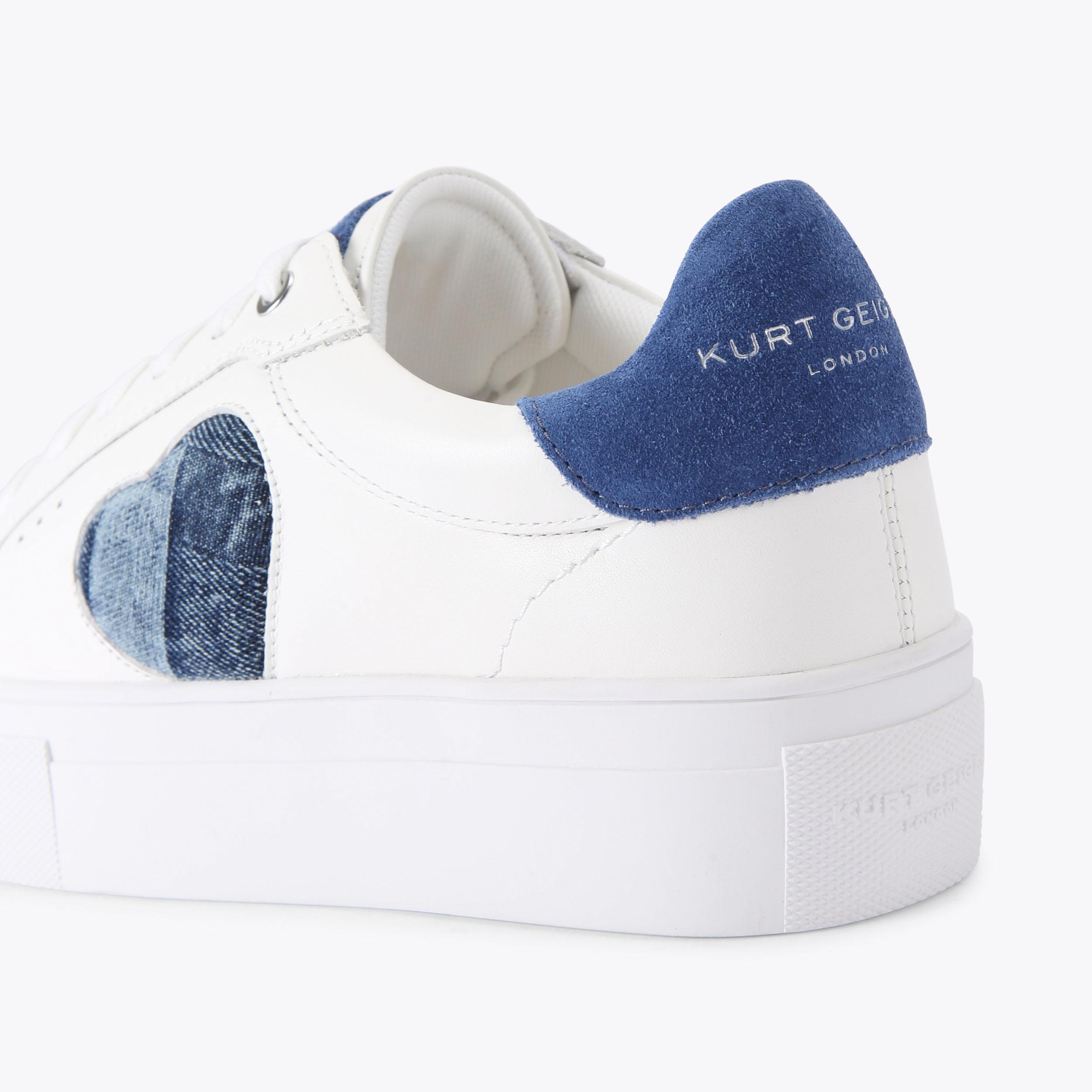 LANA HEART White Blue Denim Sneaker by KURT GEIGER LONDON