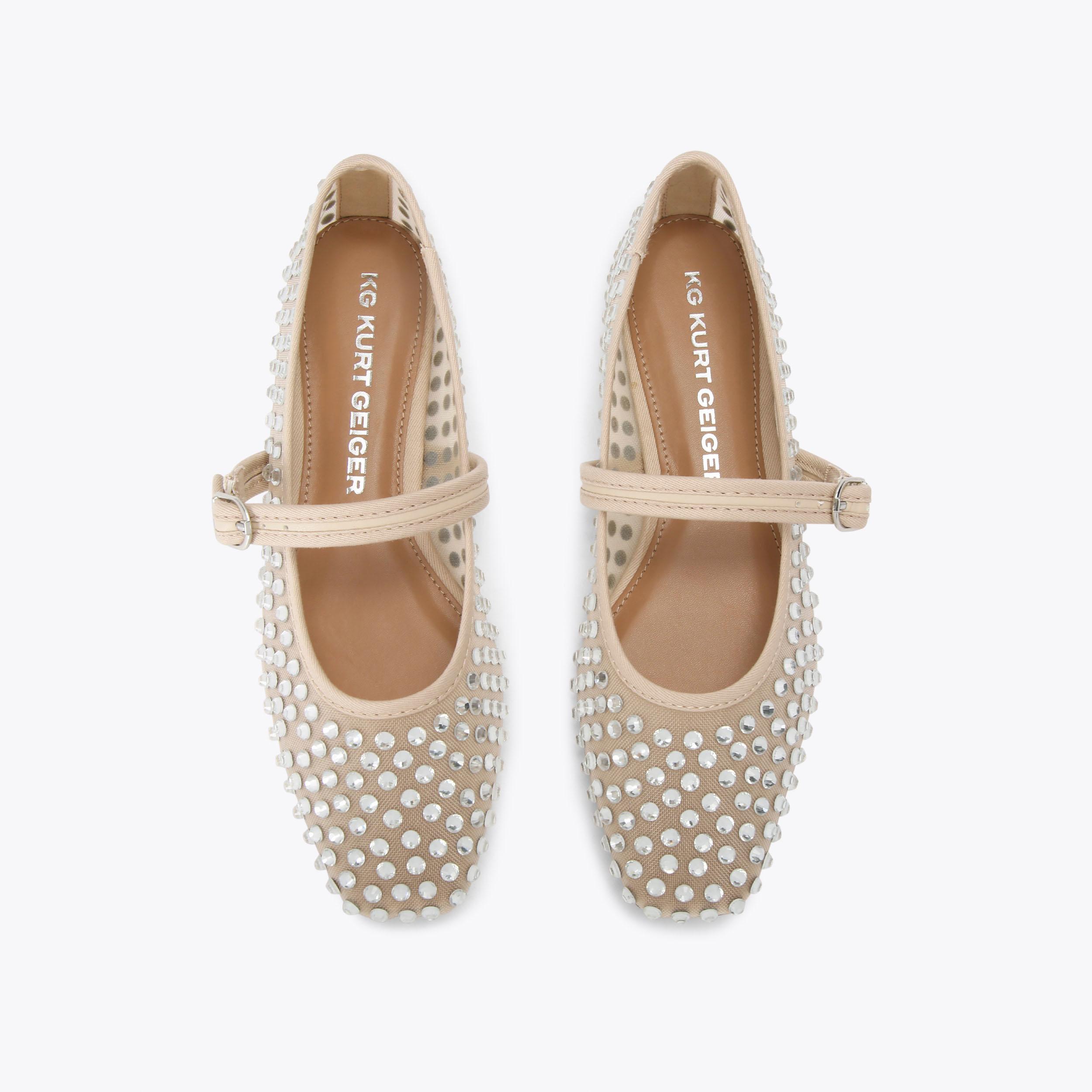 NINA MESH GEM Black Mesh Flat by KG KURT GEIGER