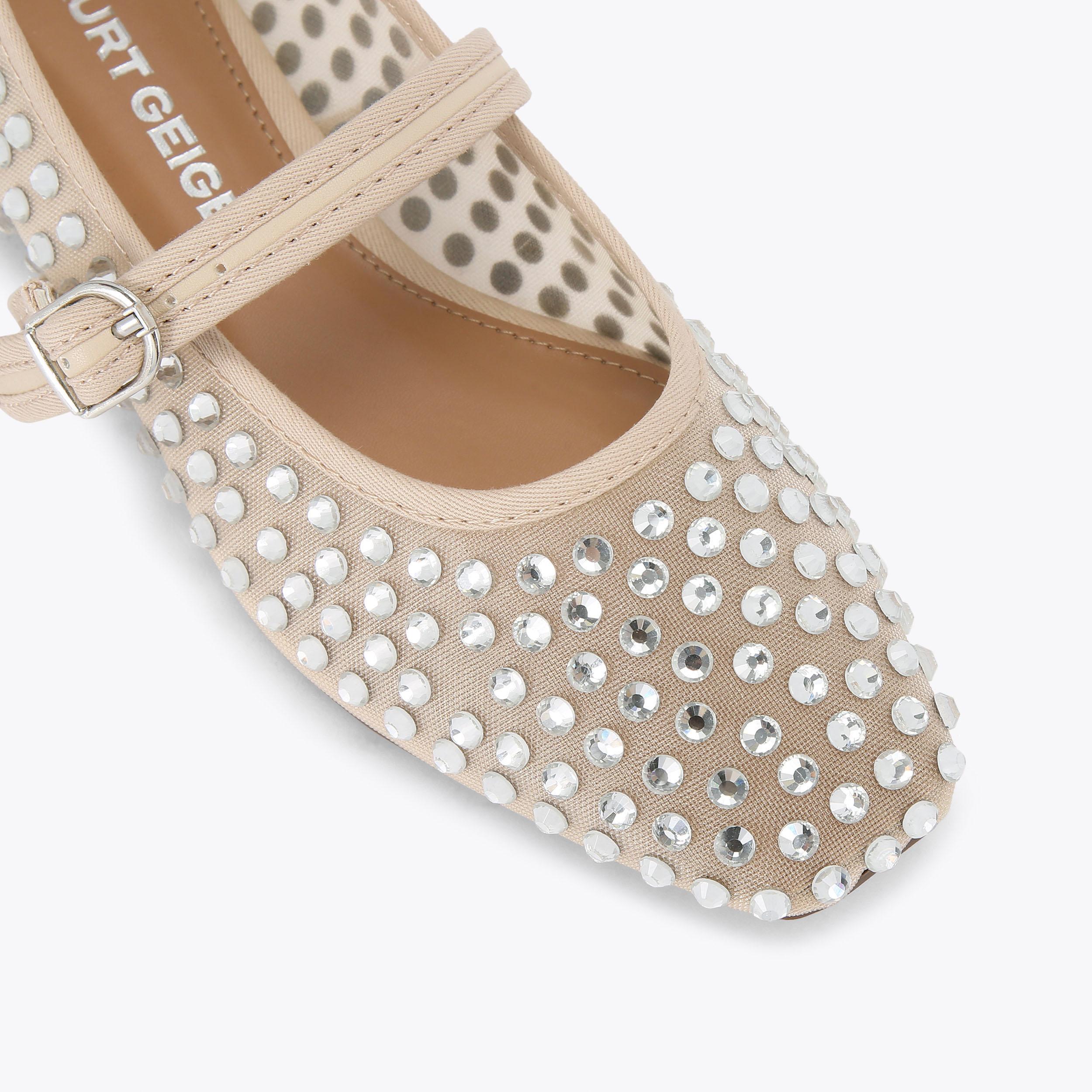 NINA MESH GEM Black Mesh Flat by KG KURT GEIGER