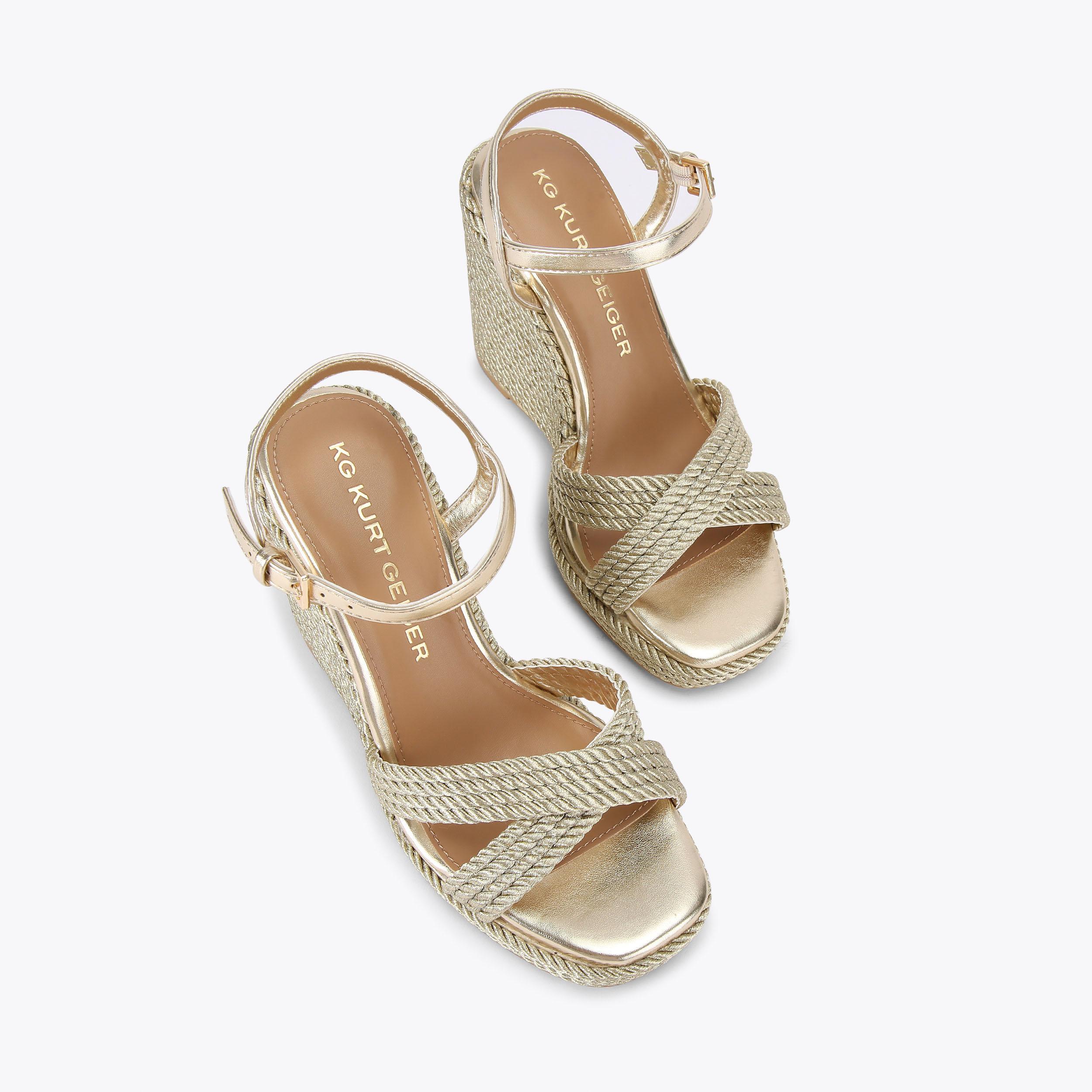 PHOEBE2 Gold Wedge Espadrille Heel by KG KURT GEIGER