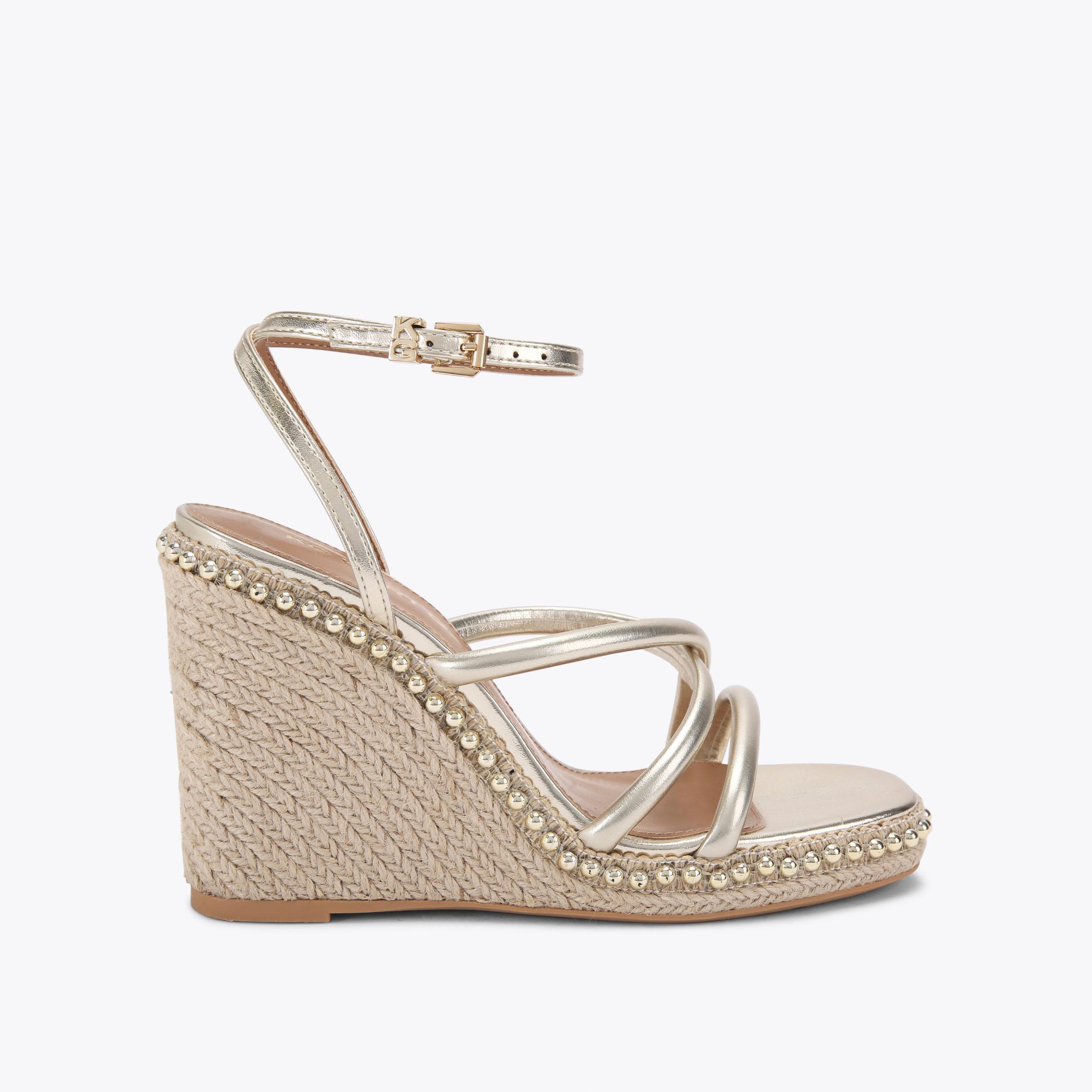 PEYTON Gold Fabric Wedge Heel by KG KURT GEIGER