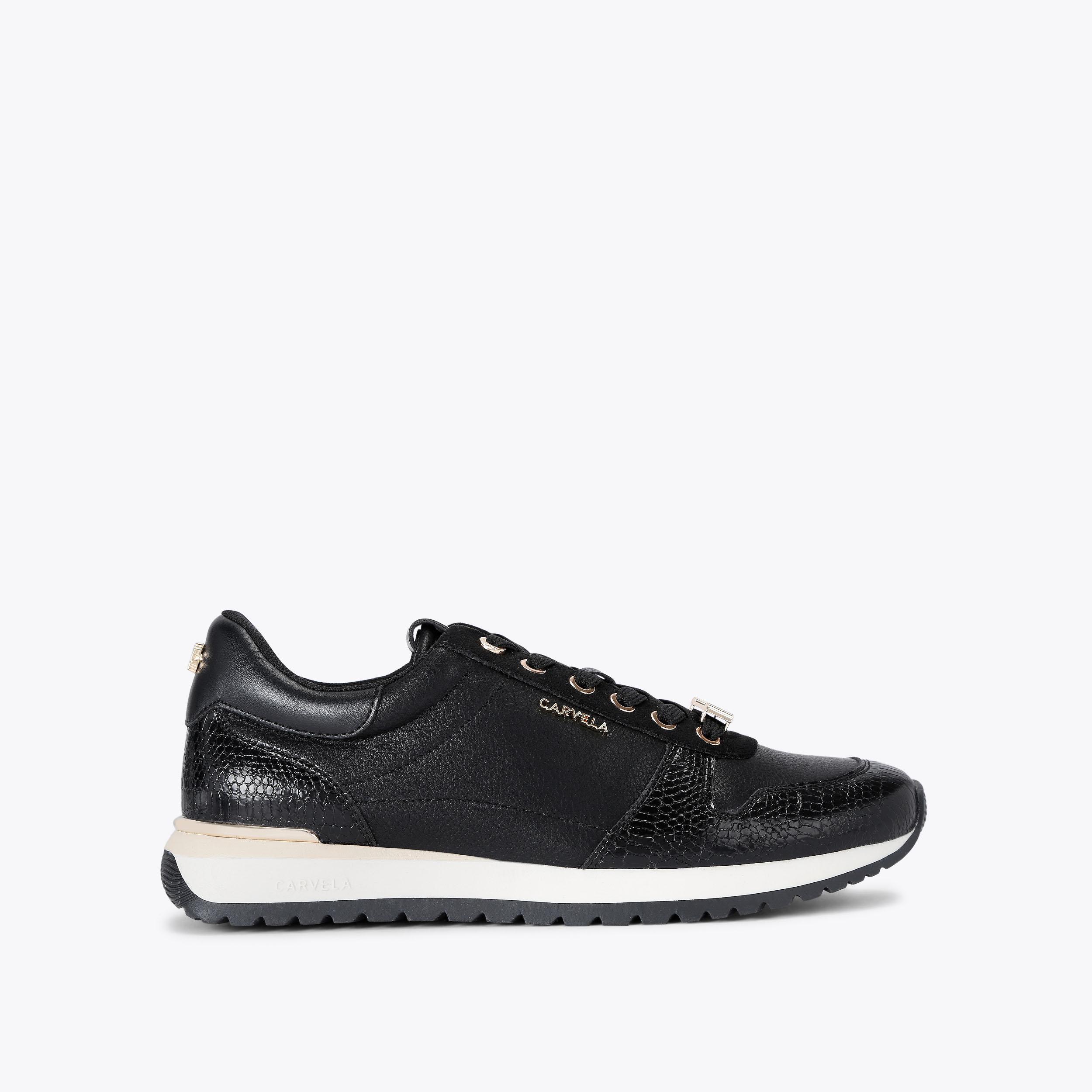 FLORENCIA SNEAKER Black Lace Up Trainer by CARVELA