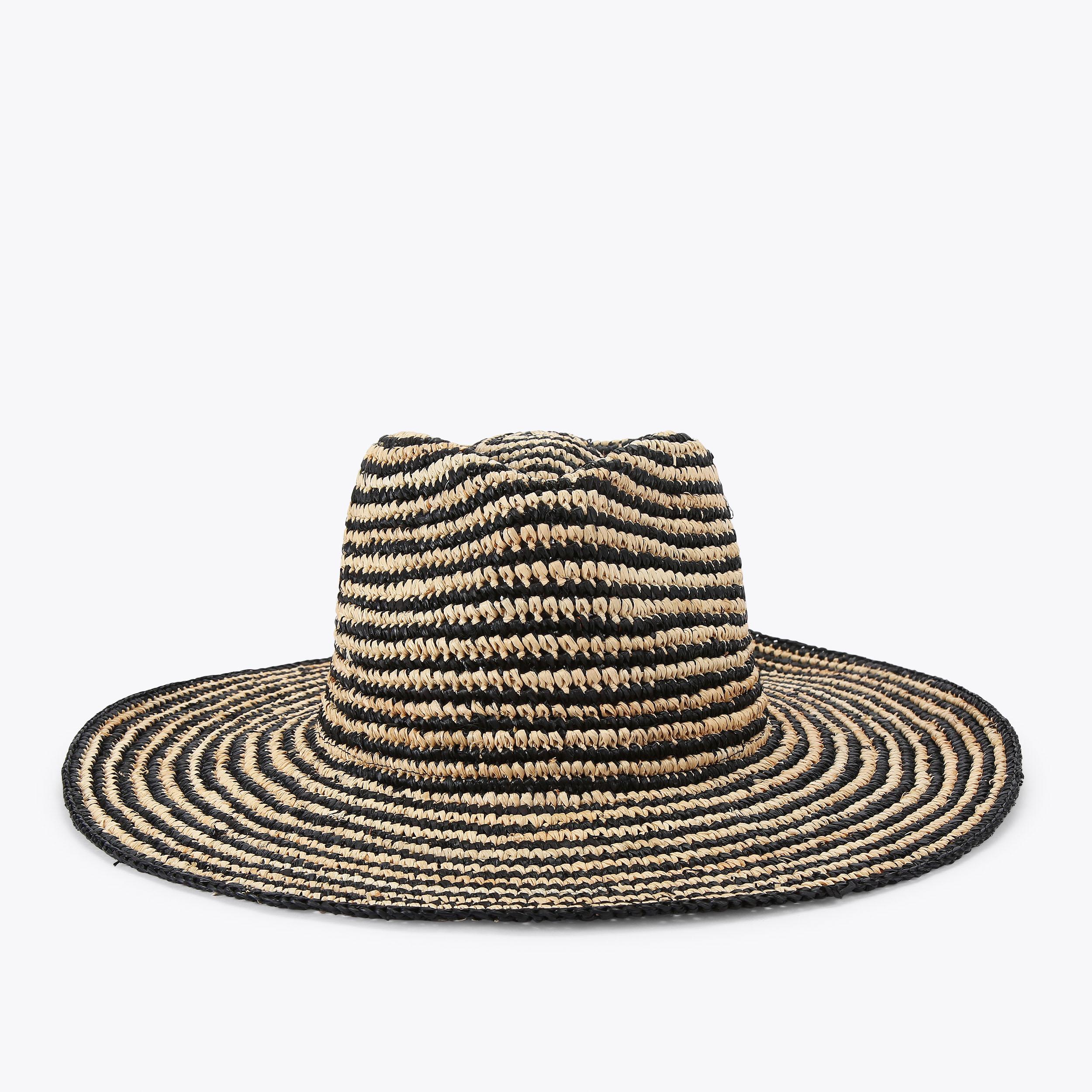 SORRENTO RAFFIA HAT Beige And Black Raffia Hat by CARVELA