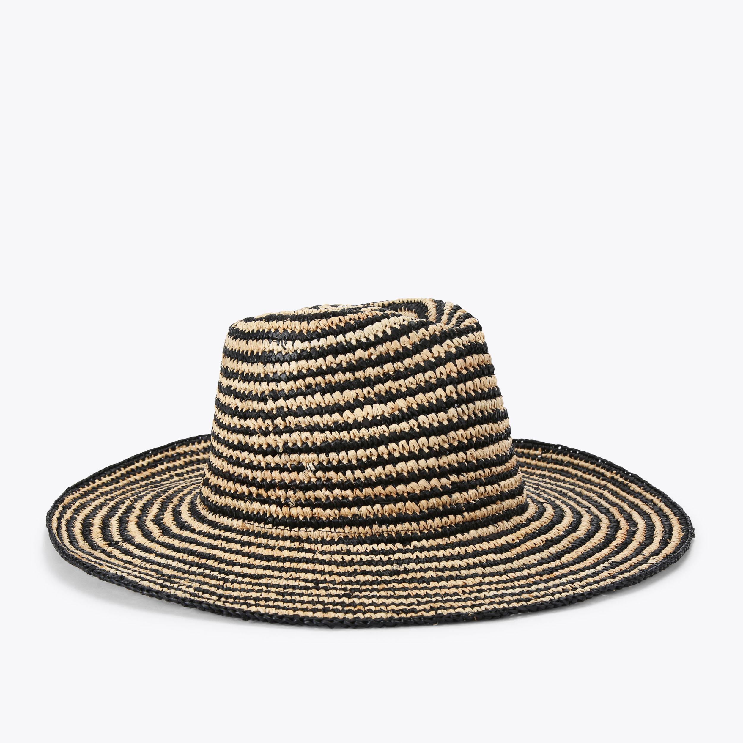 SORRENTO RAFFIA HAT Beige And Black Raffia Hat by CARVELA