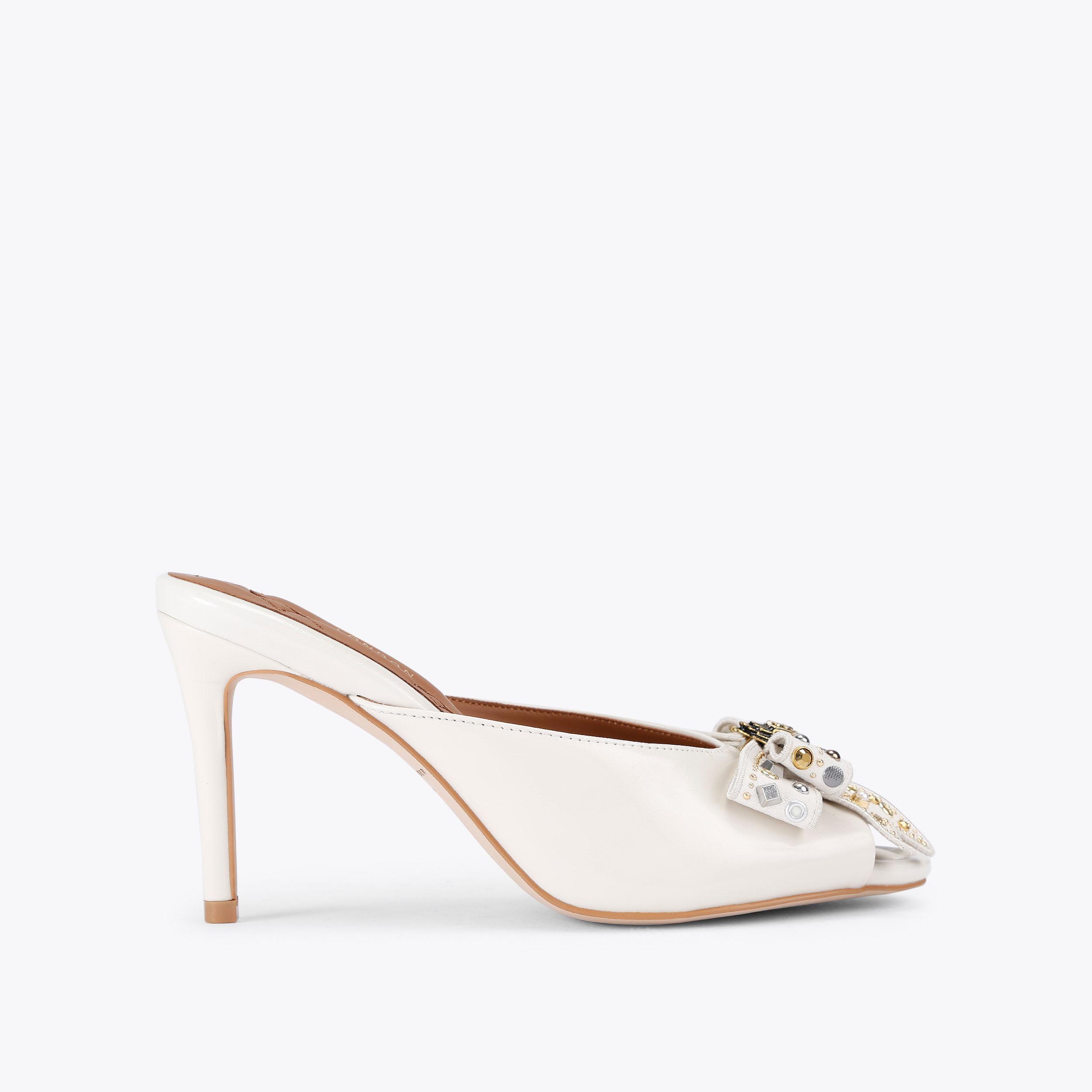 BELGRAVIA STUD BOW MULE Bone Patent Bow Mule Heels by KURT GEIGER LONDON