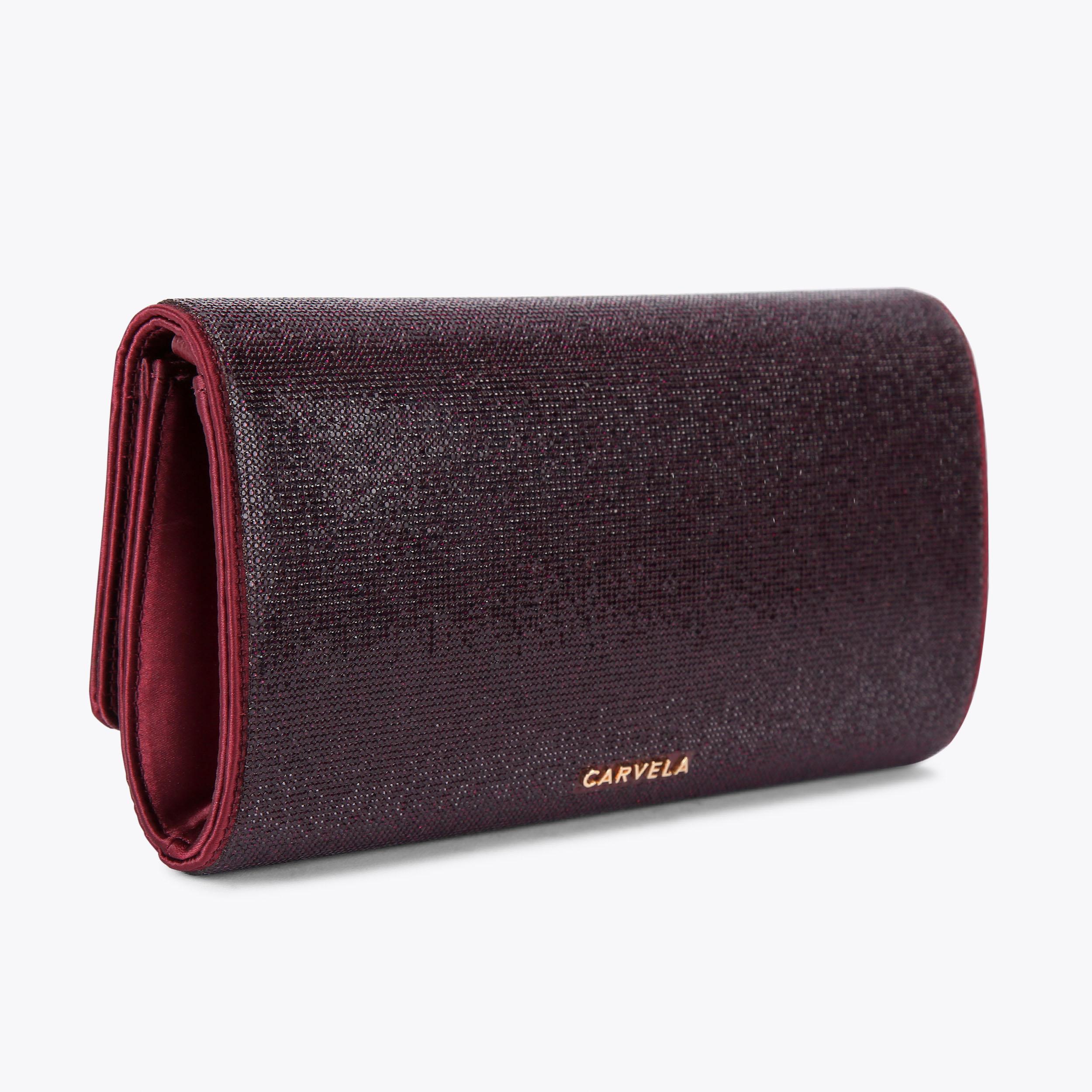 SPIRAL CLUTCH Dark Red Fabric Crystal Clutch Bag by CARVELA