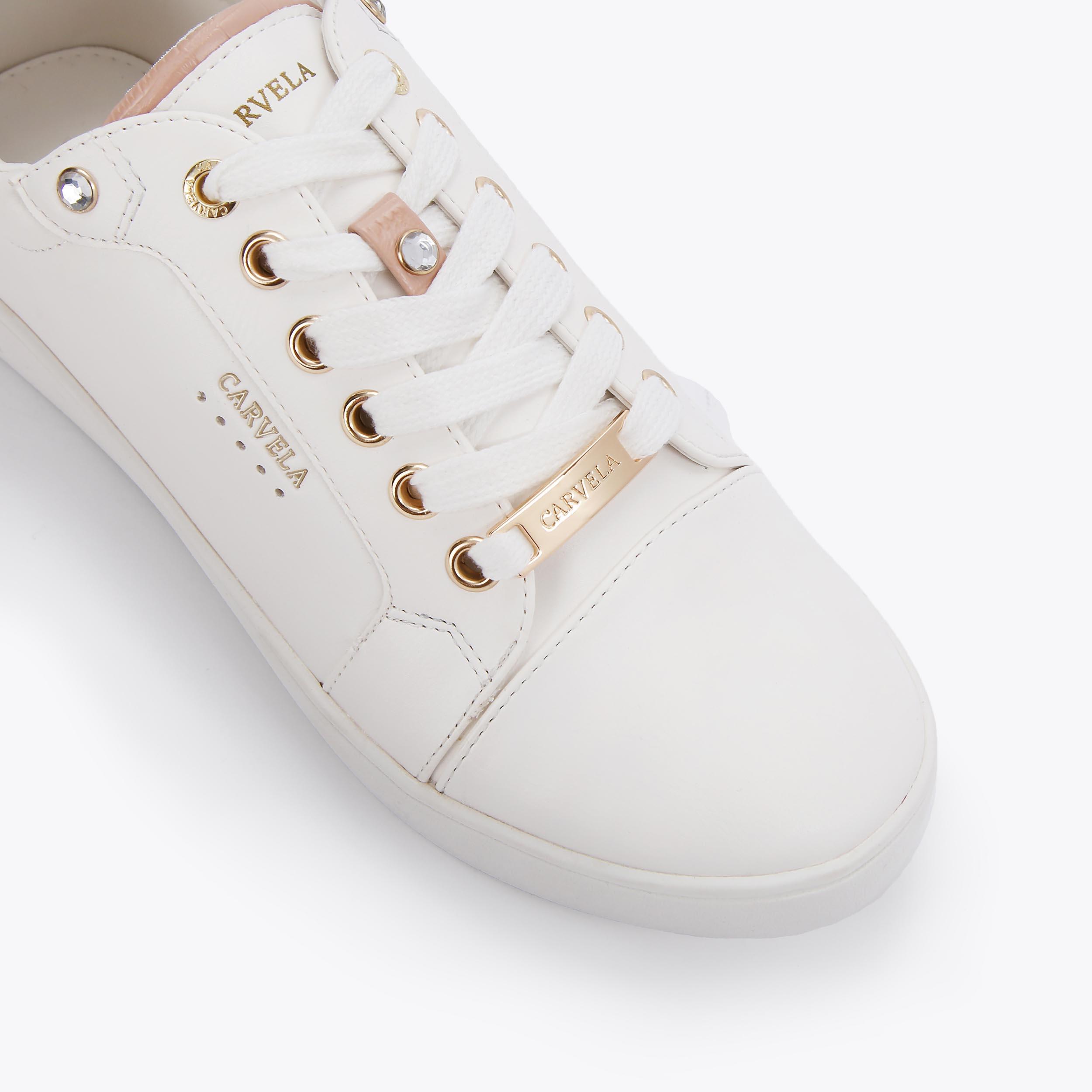 JOYFUL White Gem Detail Sneakers by CARVELA