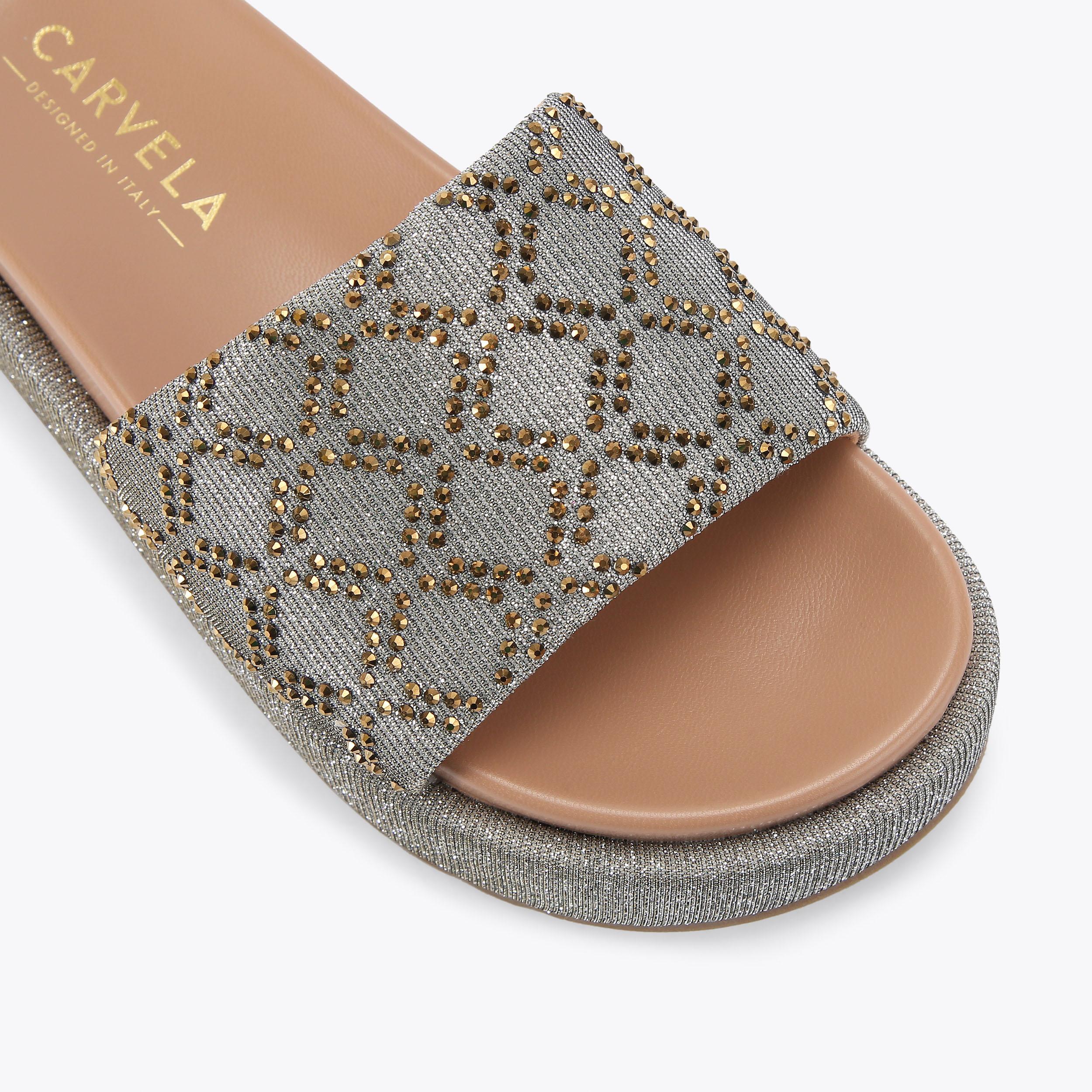 ESTELLA FLATFORM Metallic Gold Fabric Flatform Heel by CARVELA