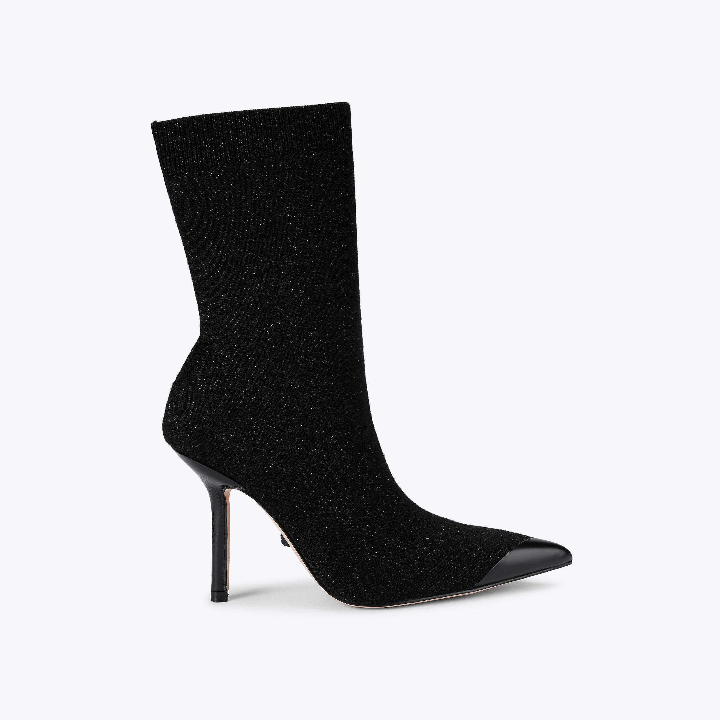 REGENT POINT SOCK BOOT Black Sock Heeled Boot by KURT GEIGER LONDON