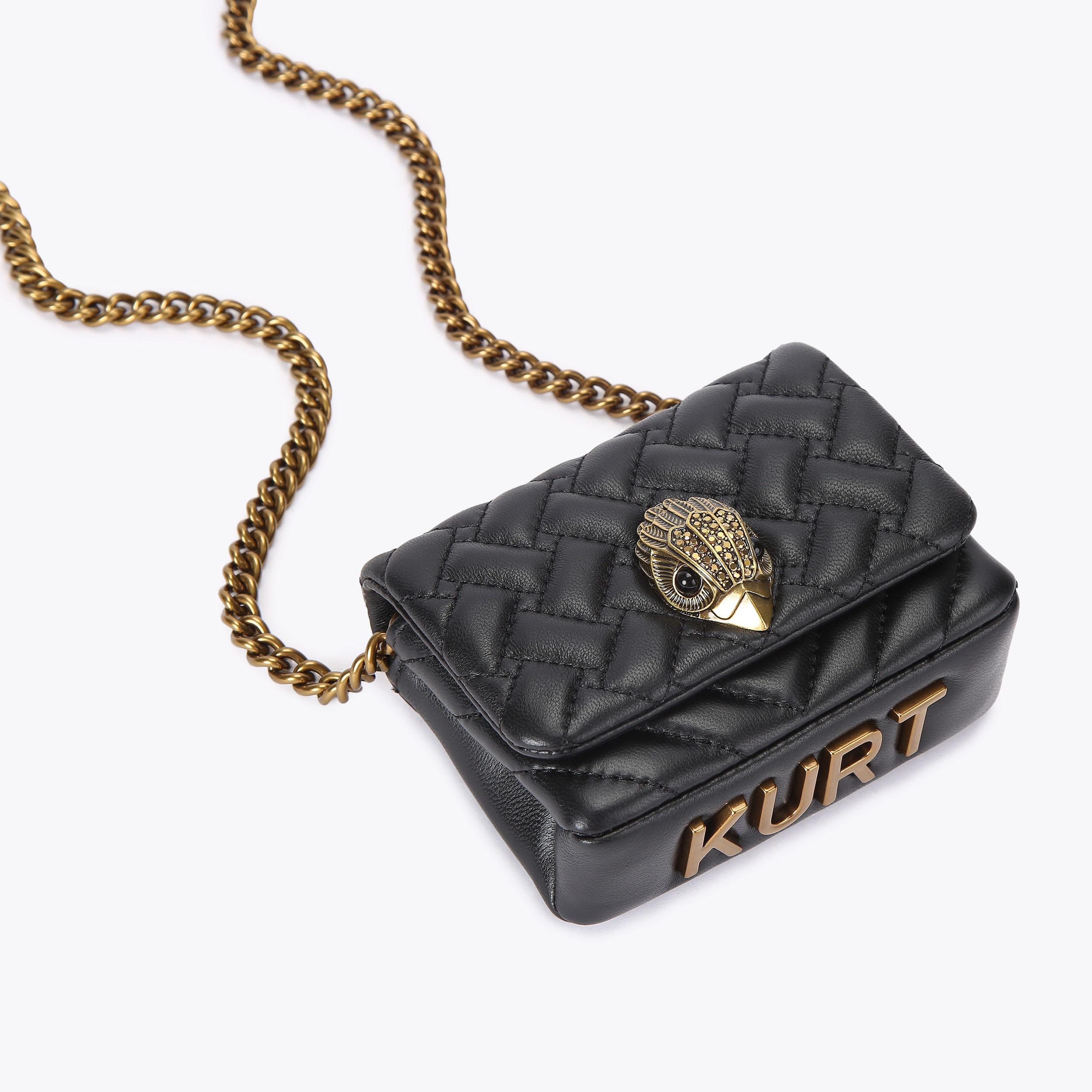 NANO KENSINGTON KURT Black Leather Nano Cross Body Bag by KURT GEIGER ...