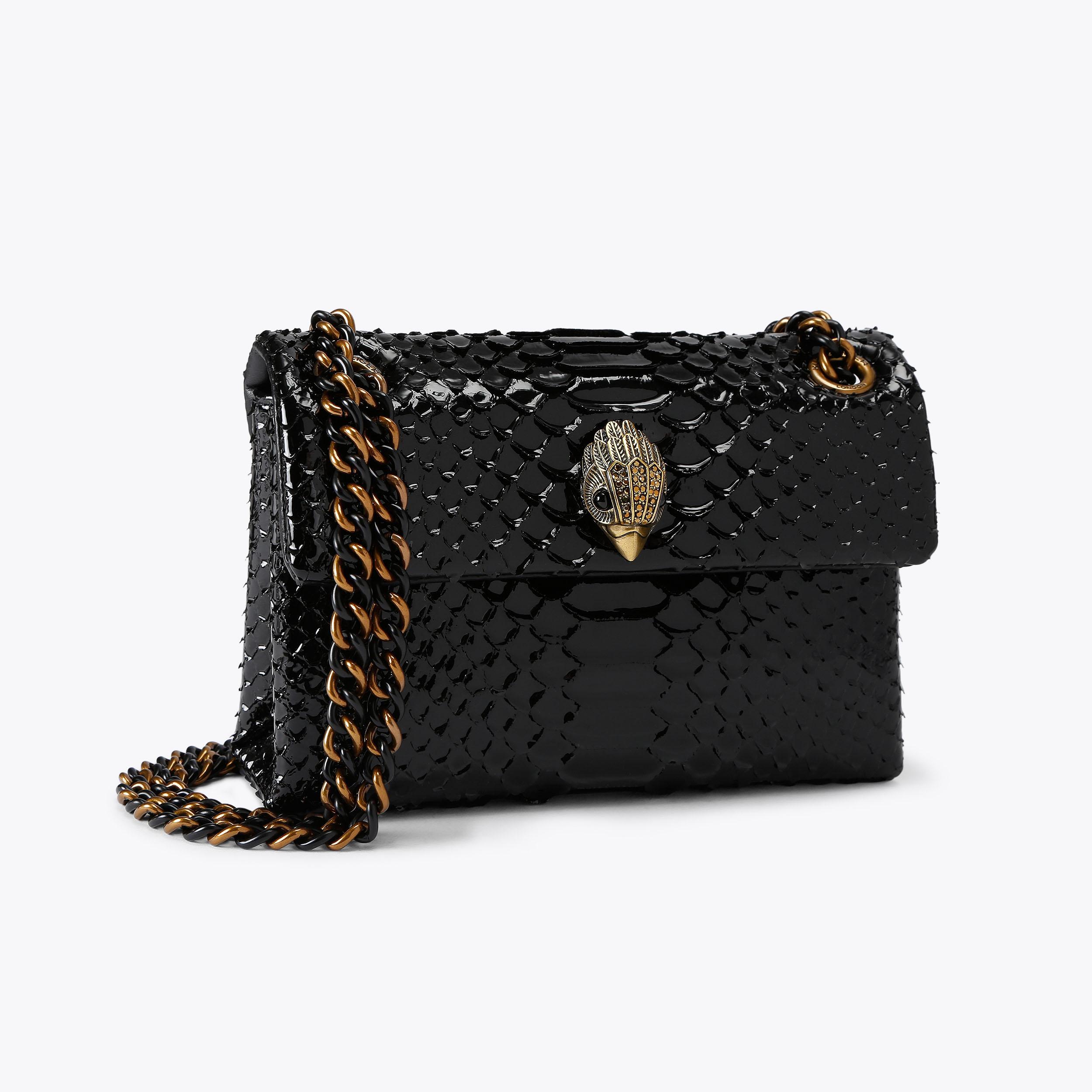 LEATHER MINI KENSINGTON Black Snake 3D Lizard Kensington Bag by KURT ...
