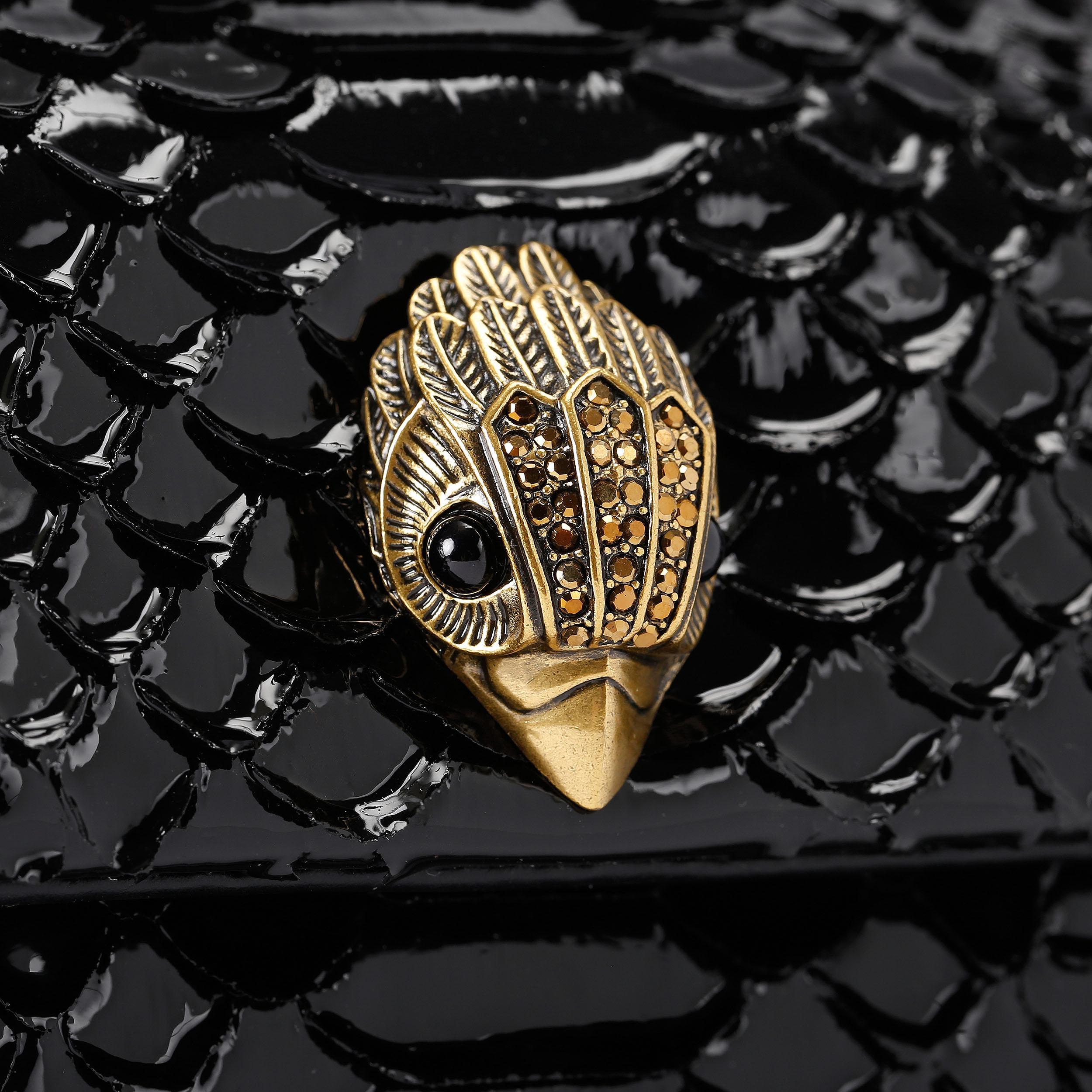 LEATHER MINI KENSINGTON Black Snake 3D Lizard Kensington Bag by KURT ...