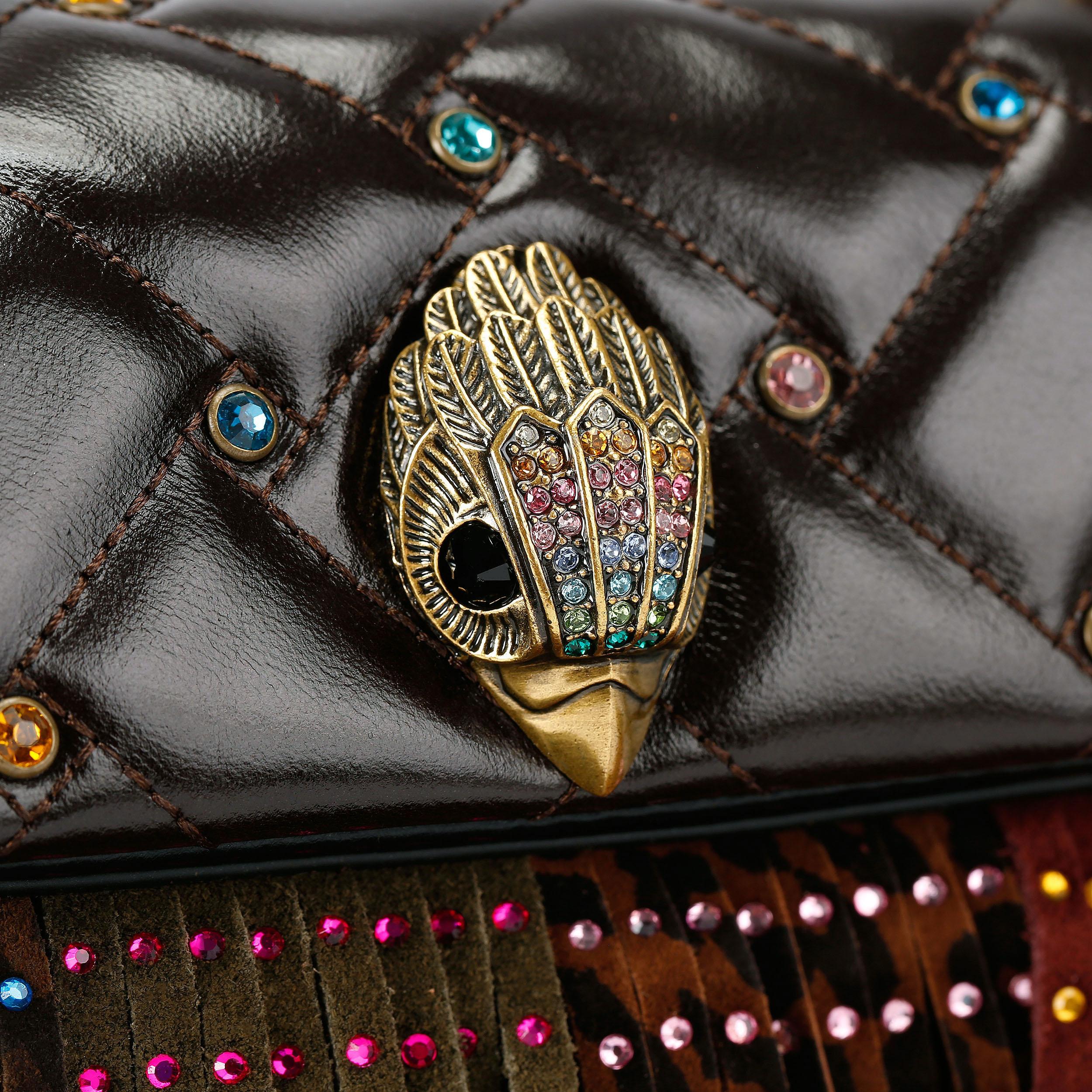 MINI KENSINGTON FRINGE Deep Brown Fringe Cross Body Bag by KURT GEIGER ...