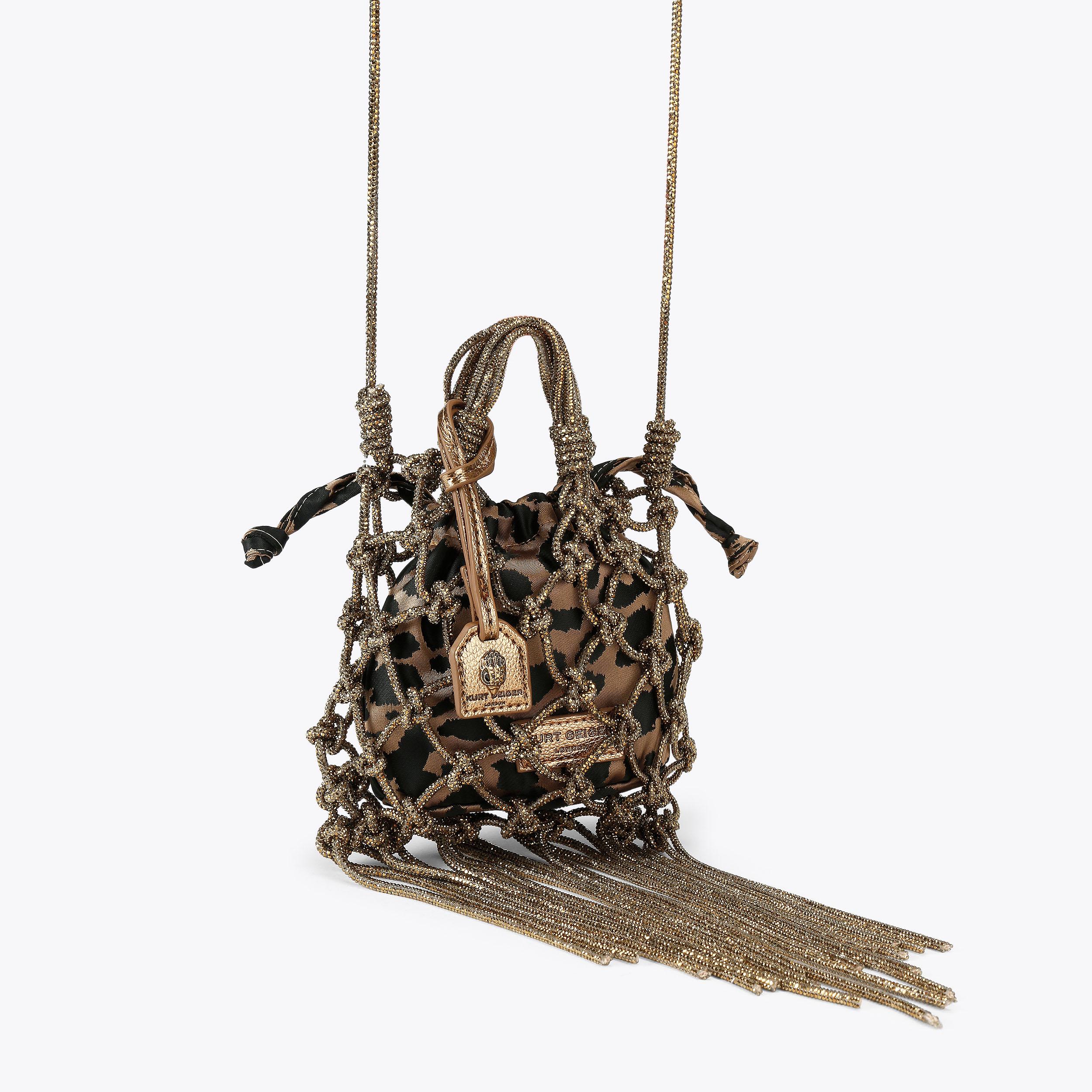 MINI MACRAME CRYSTAL BAG Leopard Crystal Handheld Bag by KURT GEIGER LONDON