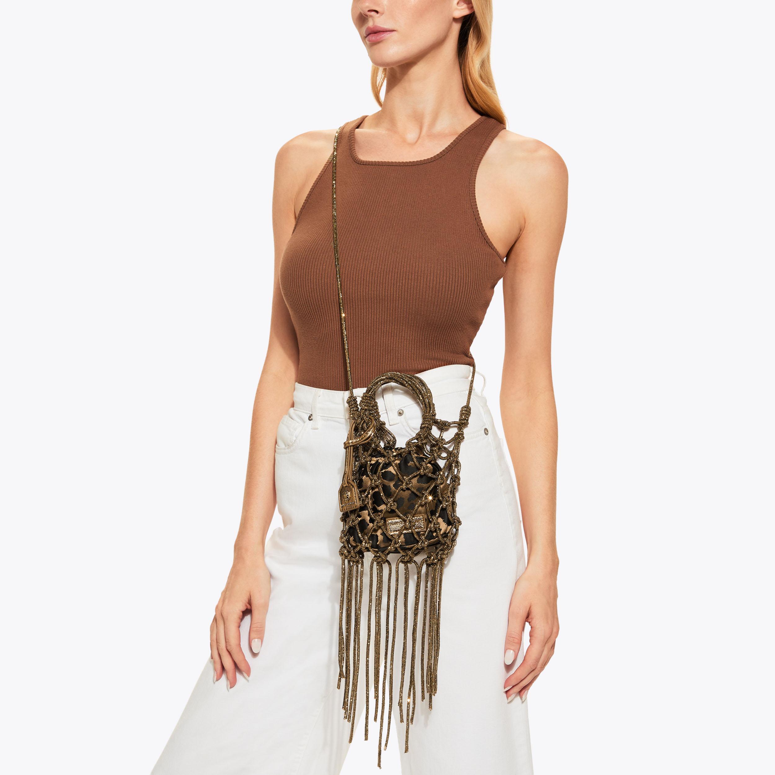 MINI MACRAME CRYSTAL BAG Leopard Crystal Handheld Bag by KURT GEIGER LONDON