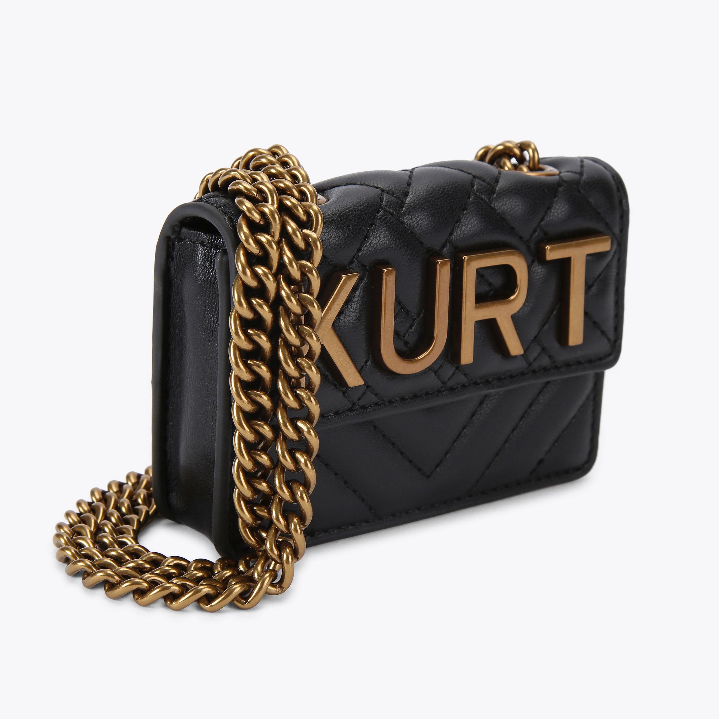 MICRO KENSINGTON KURT Black Quilted Kurt Mini Bag by KURT GEIGER LONDON
