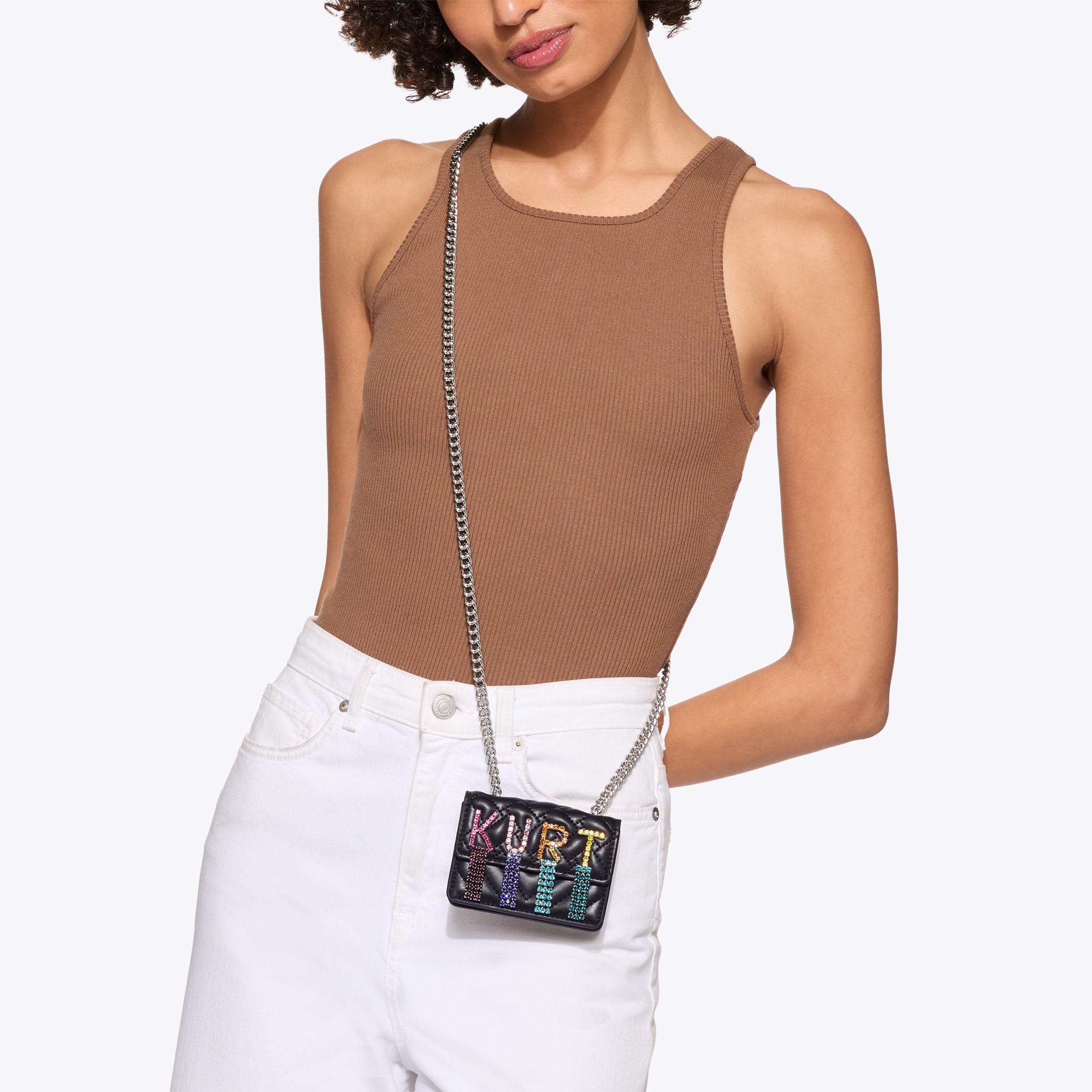 MICRO KENSINGTON KURT Black Crystal Micro Cross Body Bag by KURT GEIGER ...