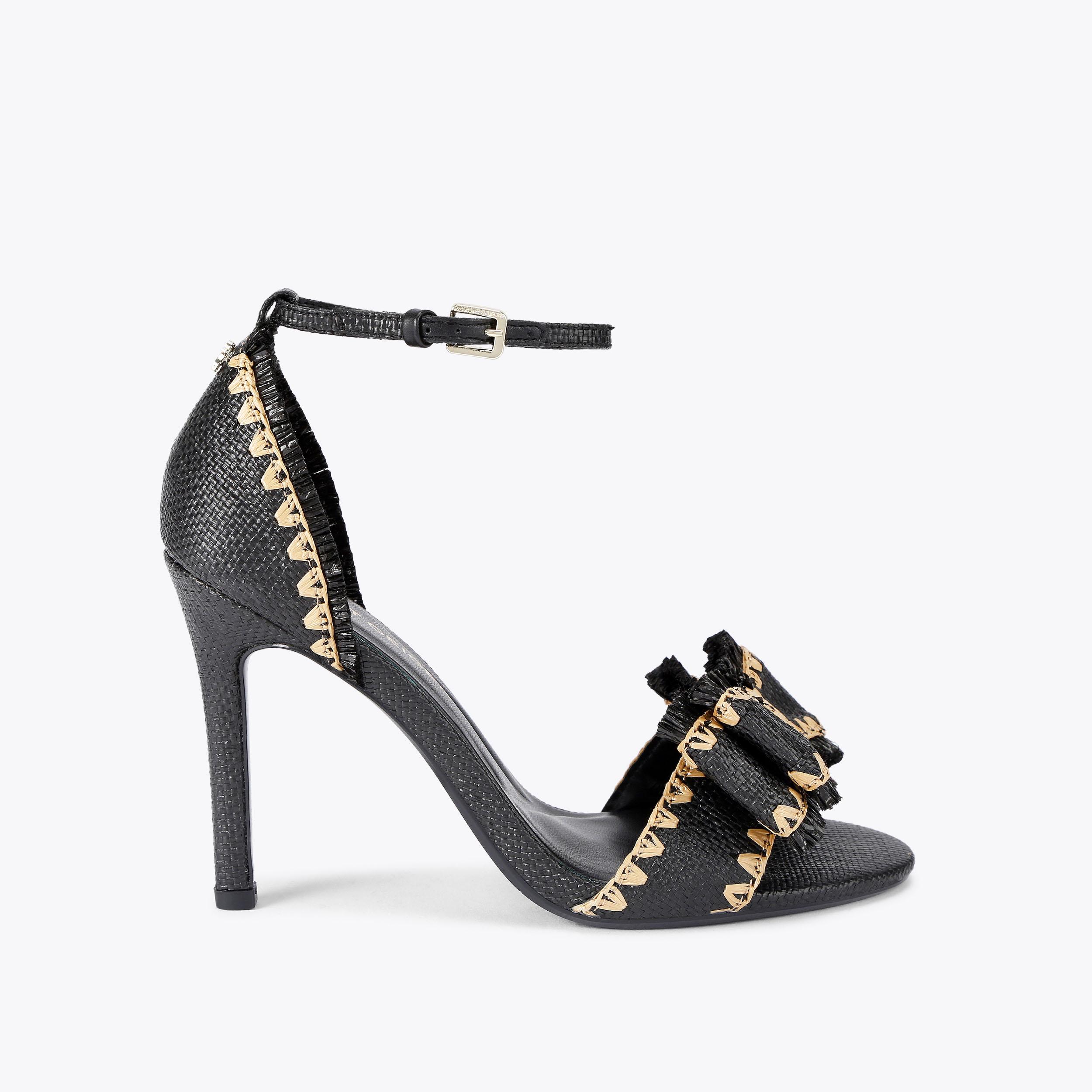 ROBBIE HIGH Black Raffia High Heel by KG Kurt Geiger
