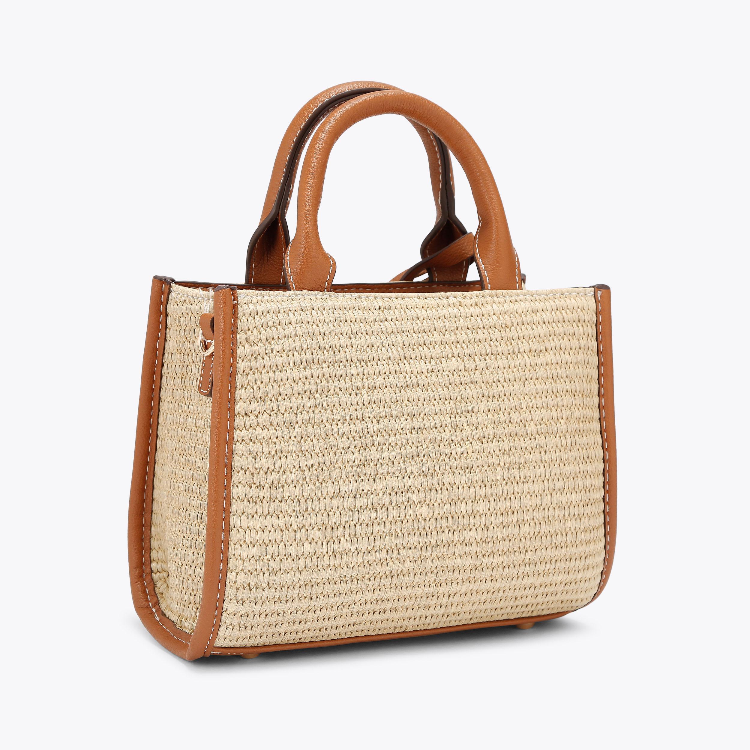FRAME RAFFIA MICRO Tan Combination Branded Tote Bag by Carvela
