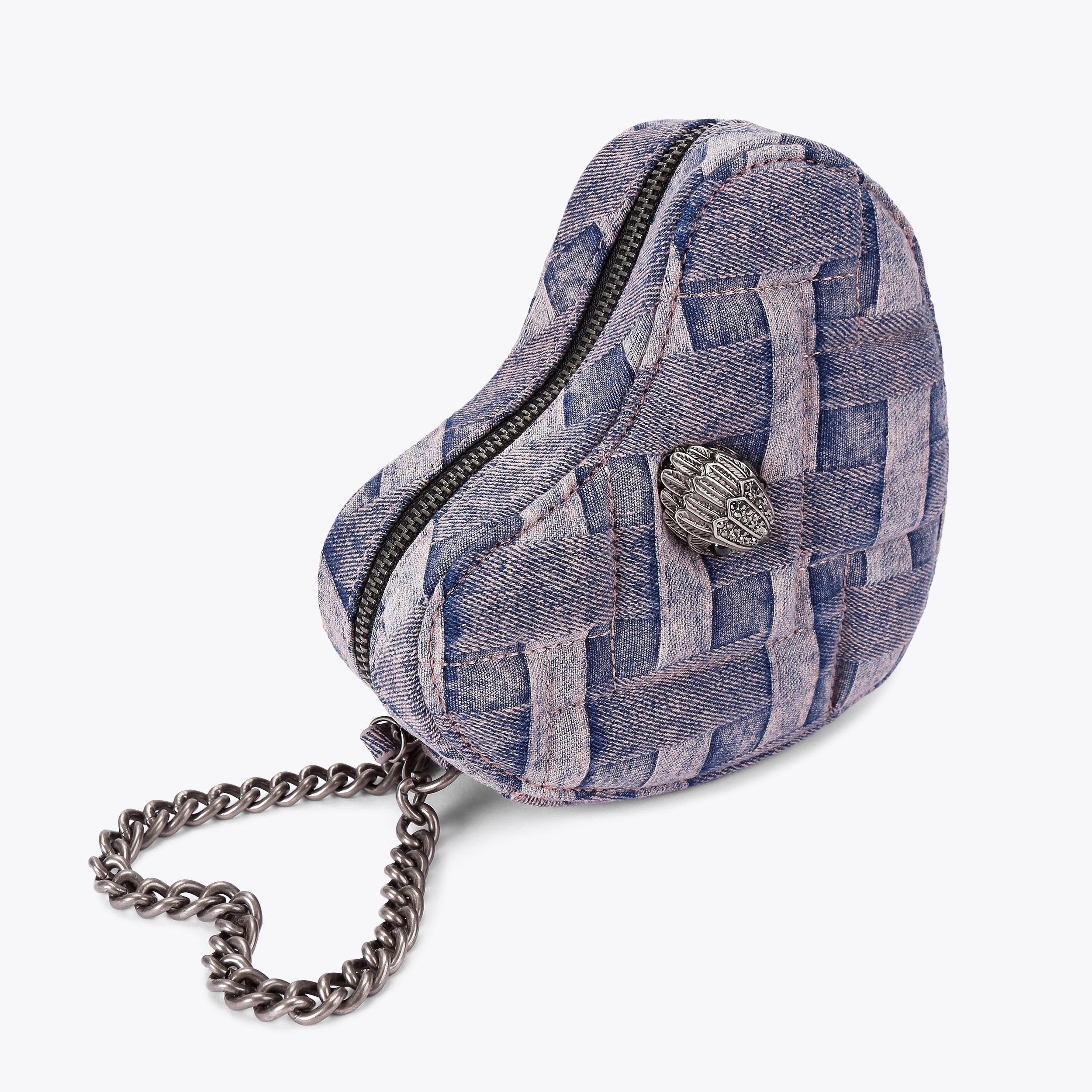 KENSINGTON HEART X BODY Pink Denim Heart Cross Body Bag by KURT GEIGER ...