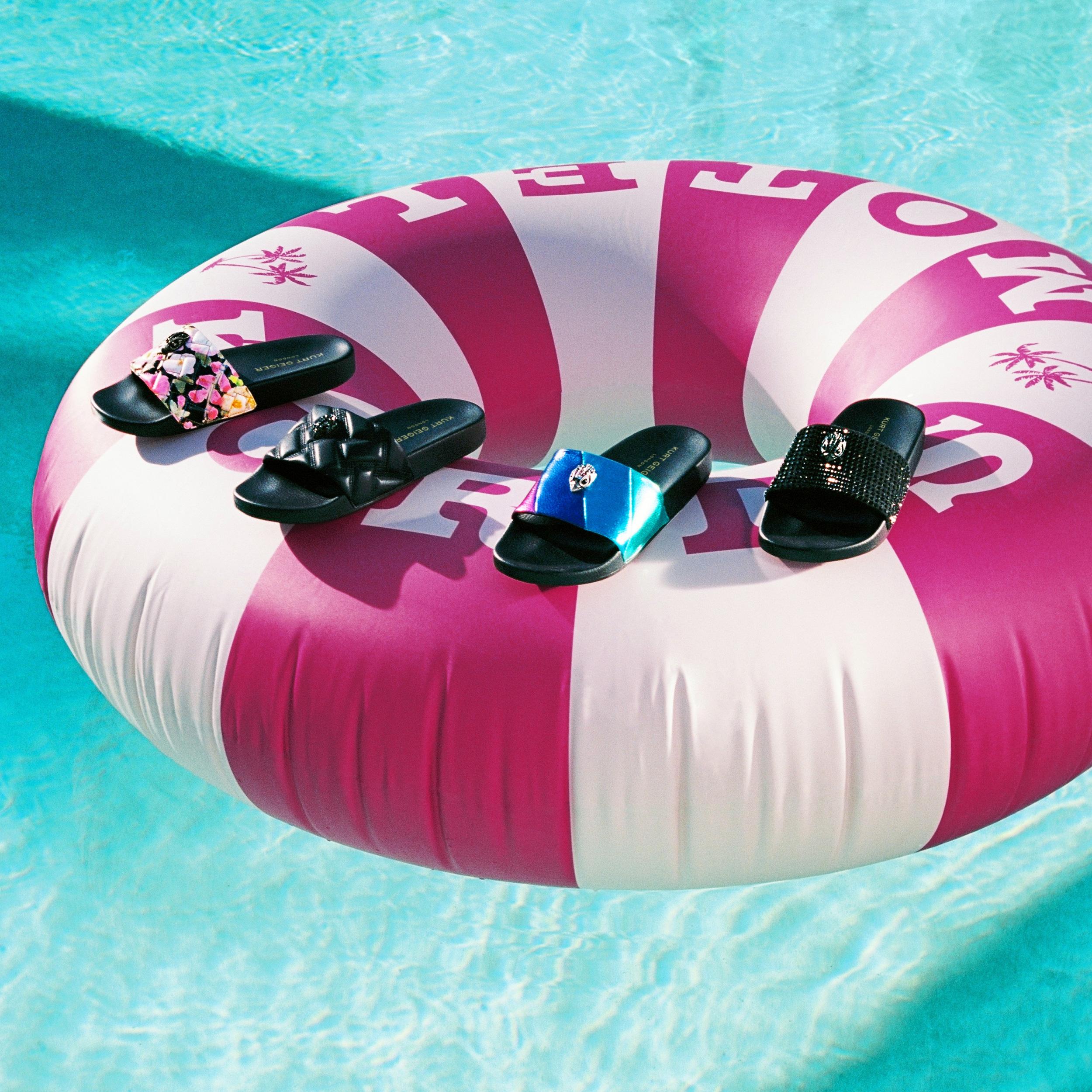 MEENA EAGLE Metallic Stripe Quilt Eagle Sliders by KURT GEIGER LONDON