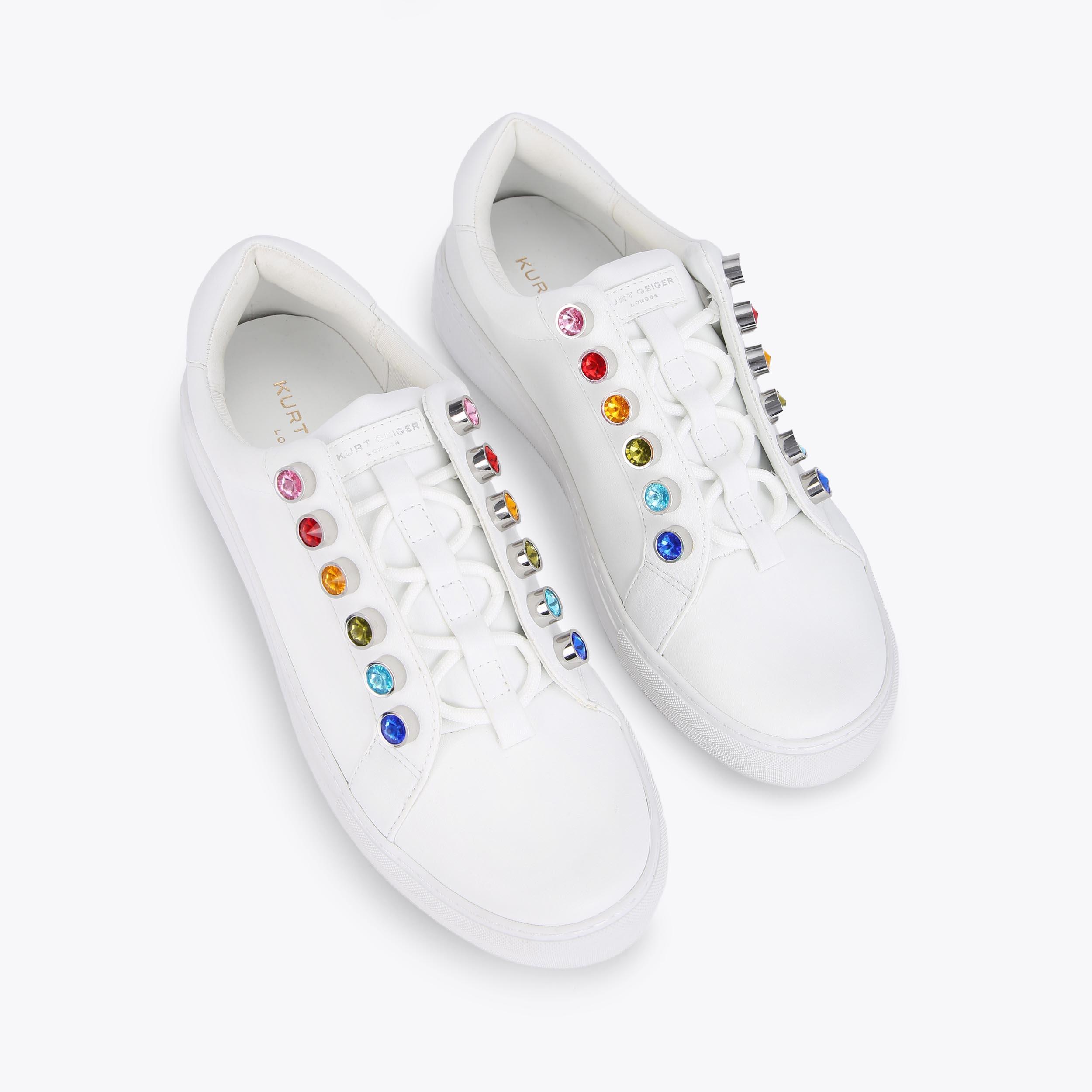 LIVIAH CHUNKY RAINBOW White Rainbow Gem Chunky Sneakers by KURT GEIGER ...