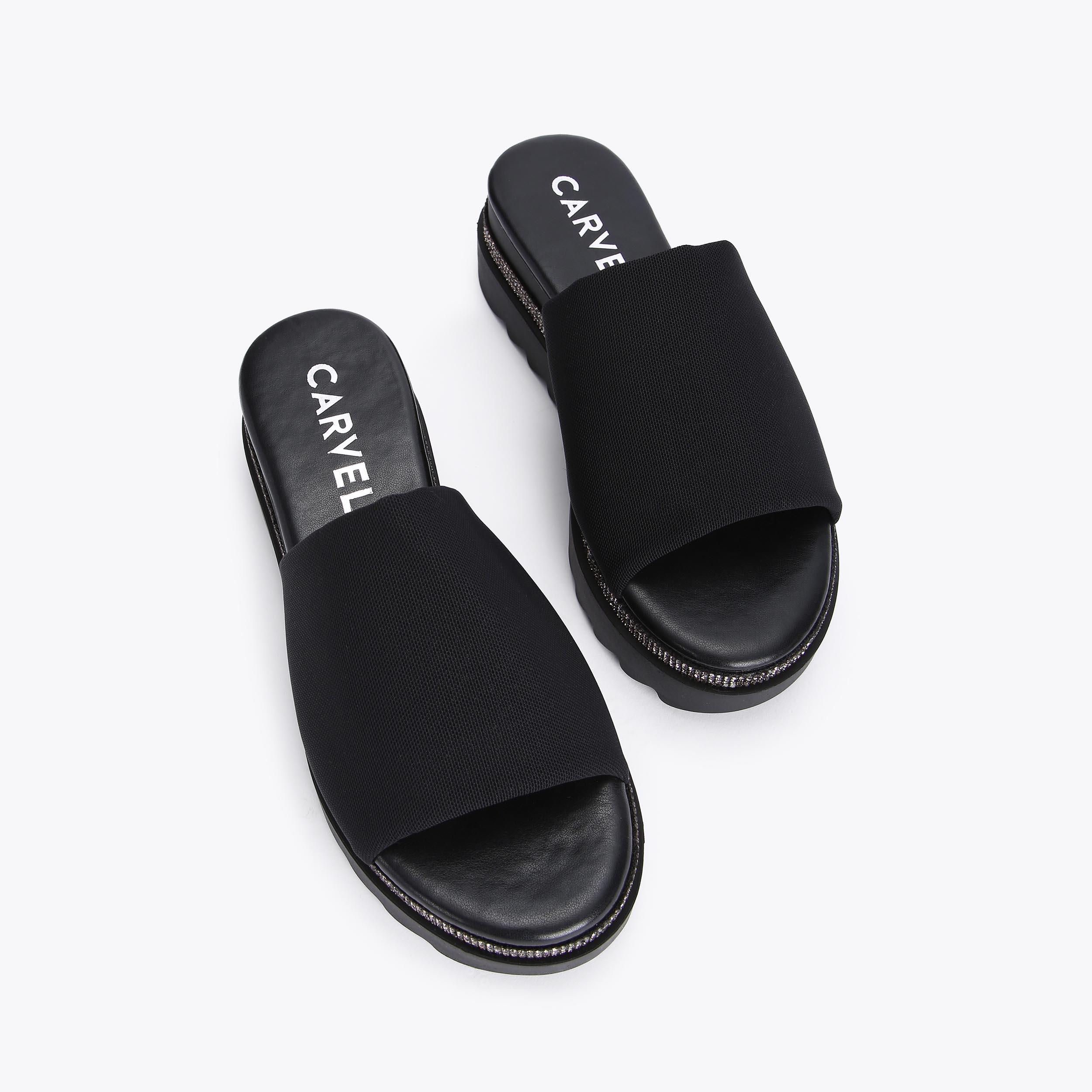BILLIONS Black Chunky Sliders by CARVELA