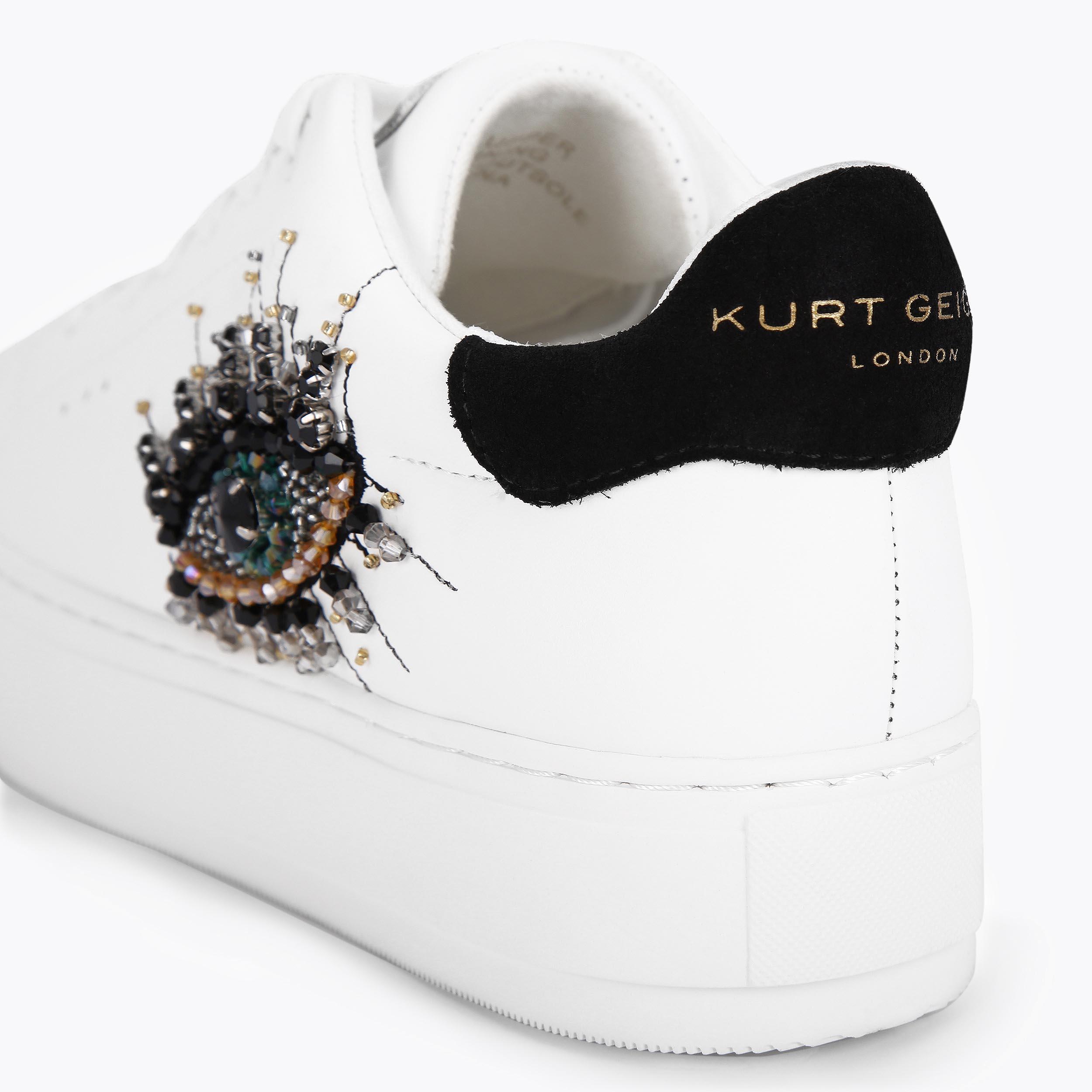 LANEY EYE White Evil Eye Motif Leather Sneakers by KURT GEIGER LONDON