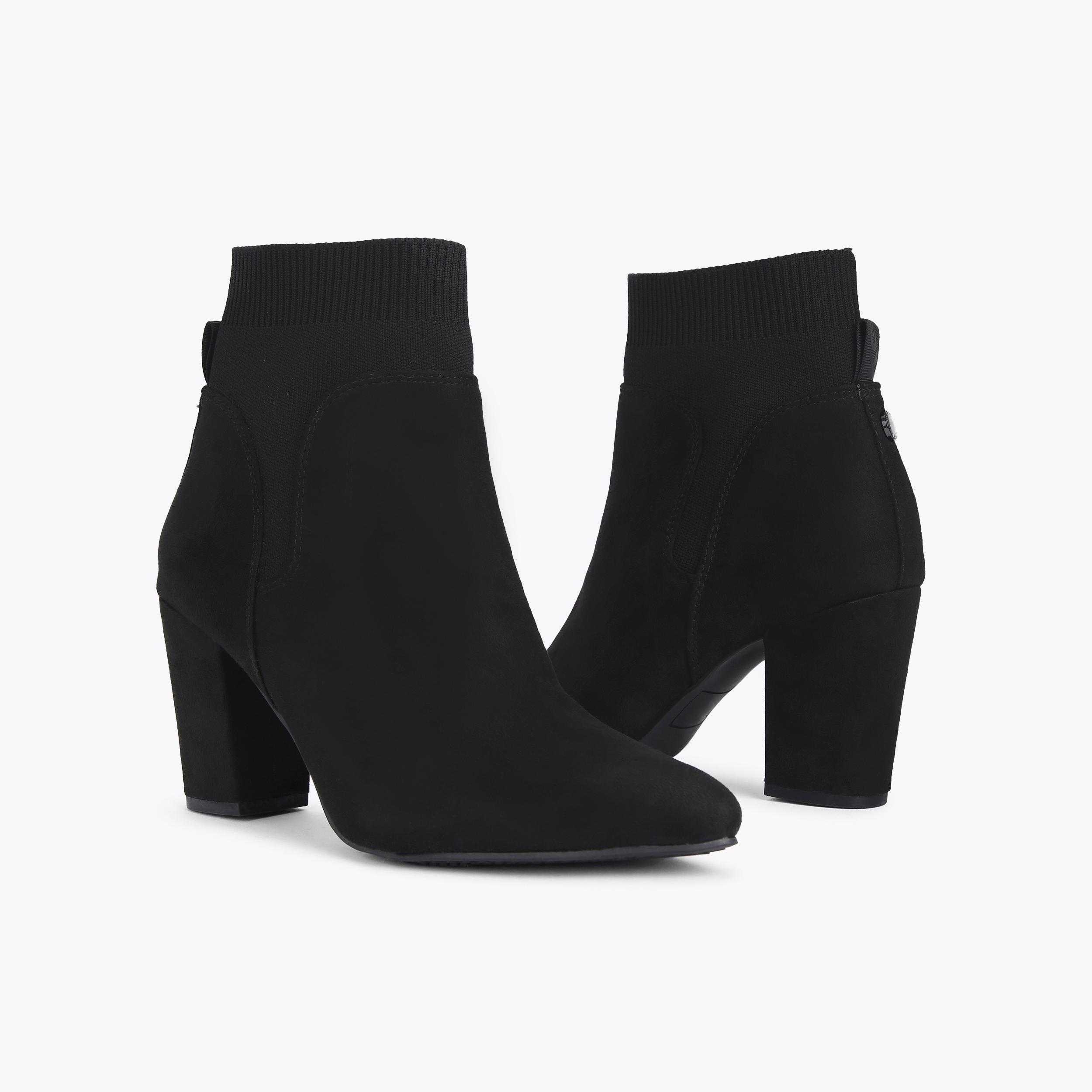 TOBI2 Black Suedette Block Heel Ankle Boots by KG KURT GEIGER