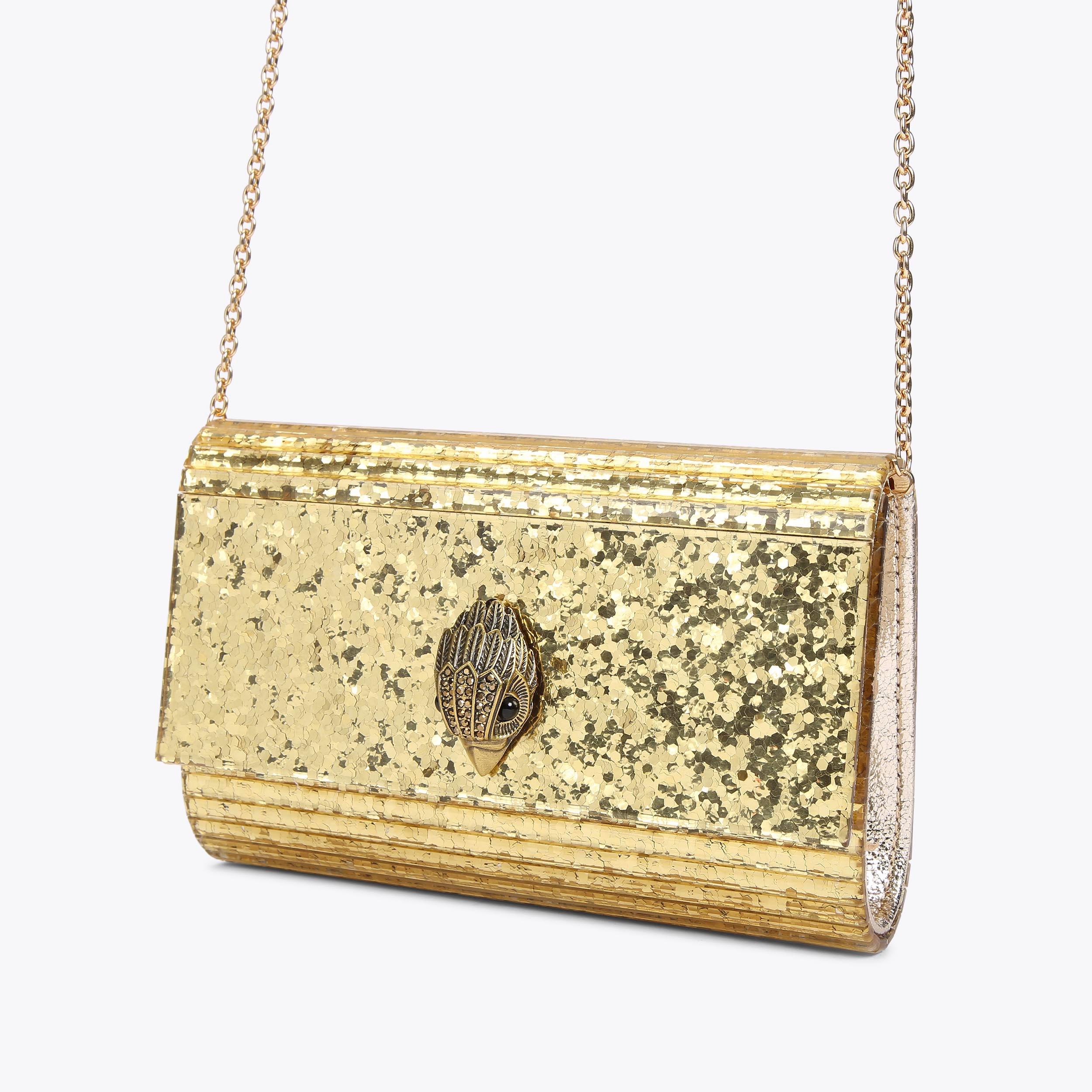 PARTY EAGLE CLUTCH DRENCH Gold Drench Sparkly Perspex Clutch by KURT ...
