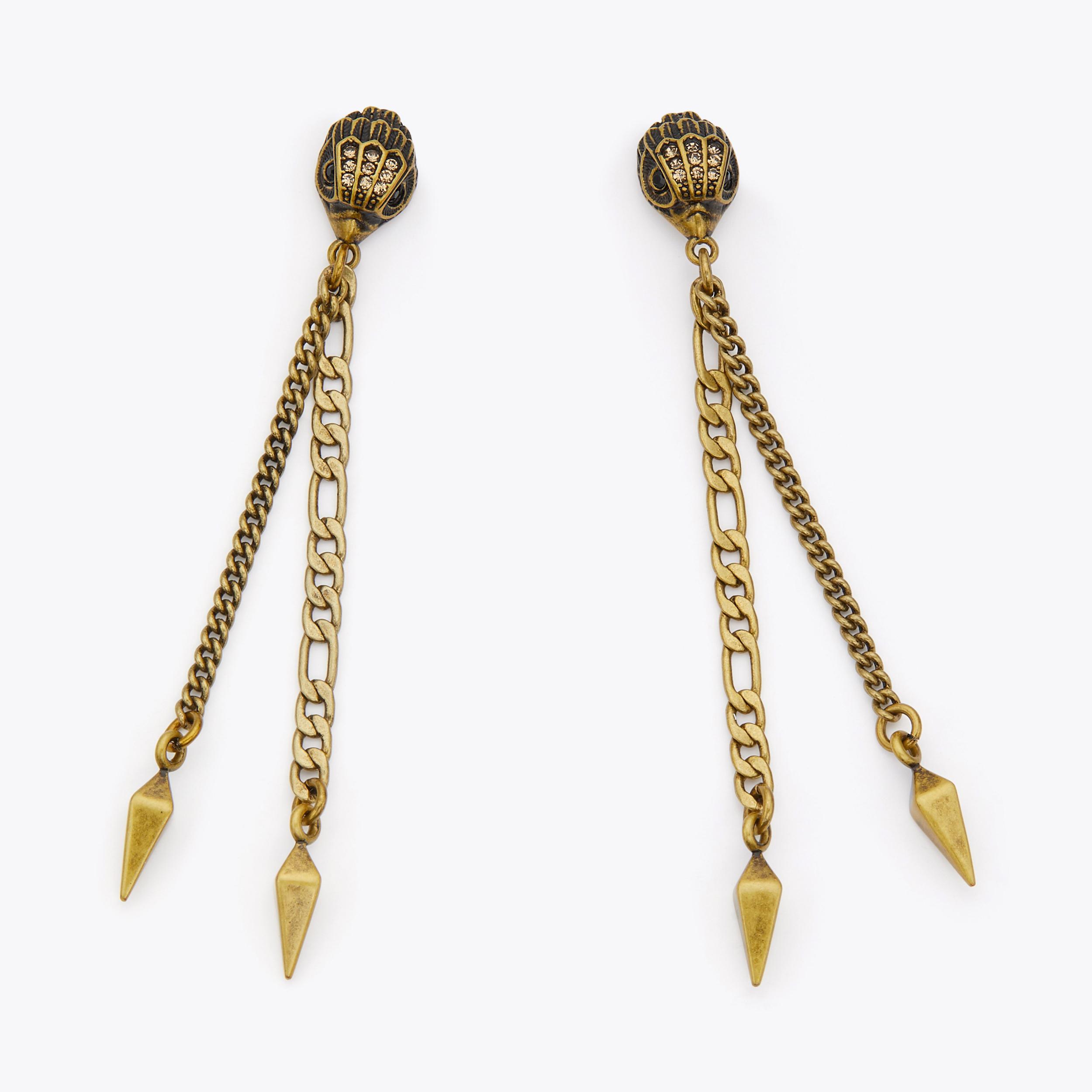 EAGLE MULTI CHAIN LINEARS Gold Dangle Eagle Head Earrings by KURT ...