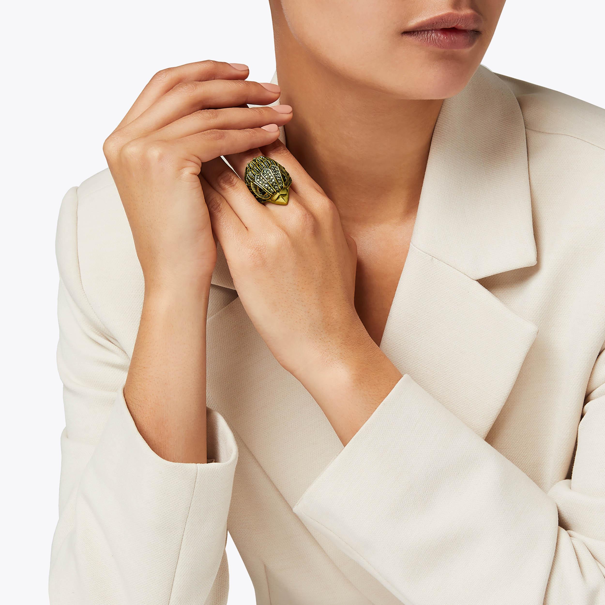 EAGLE XL CHUNKY RING Gunmetal Eagle Head Emblem XL Chunky Ring by KURT ...