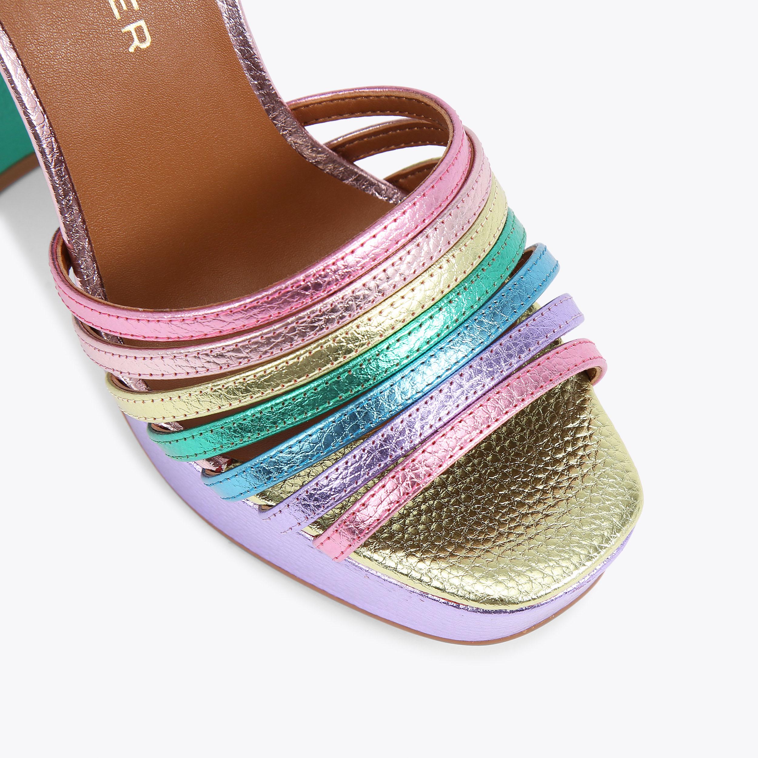 PIERRA PLATFORM SANDAL Pastel Rainbow Metallic Platform Block Heel by KURT GEIGER LONDON